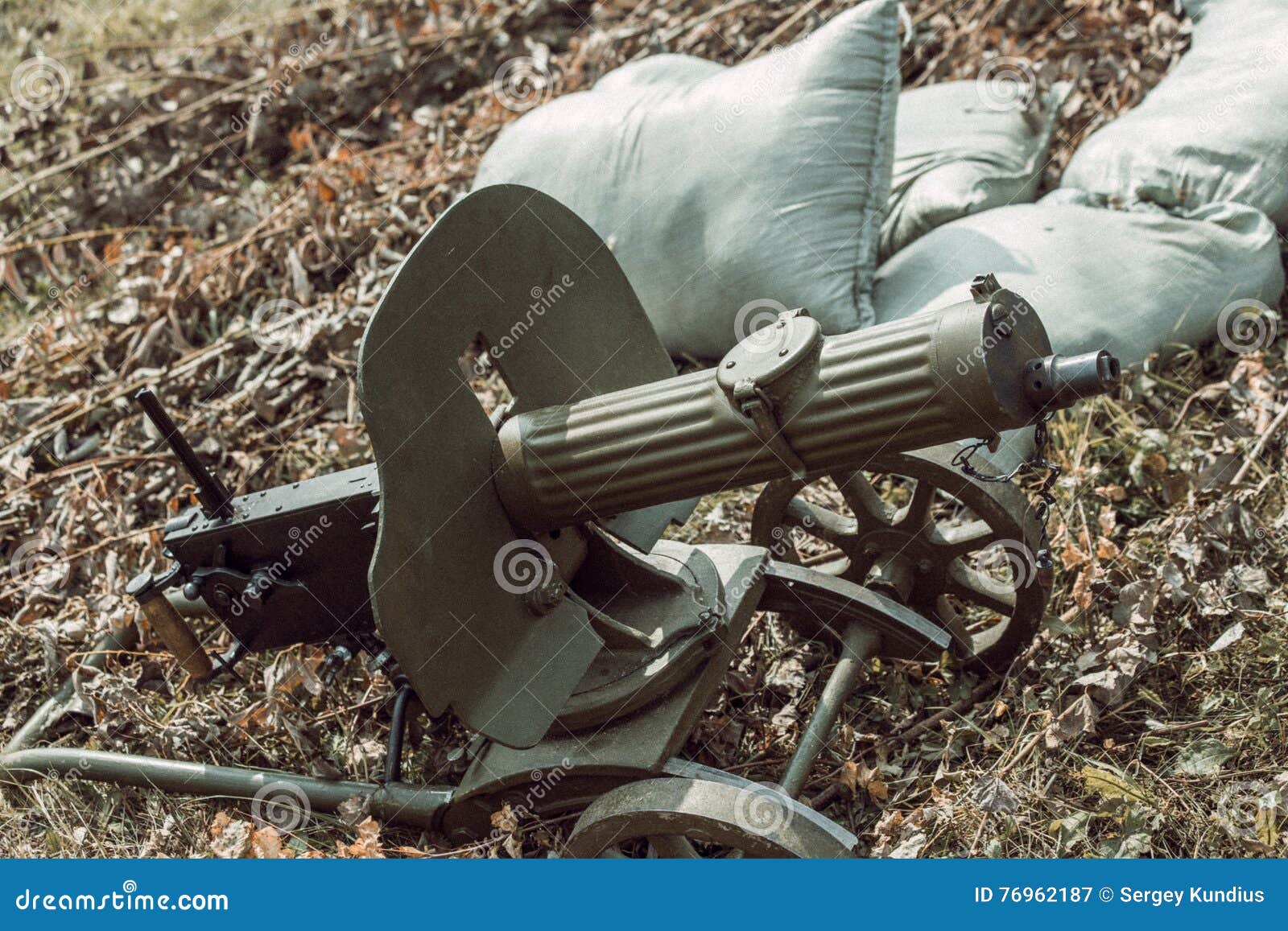 Historical Reconstruction Second World War. Machine Gun. Editorial ...