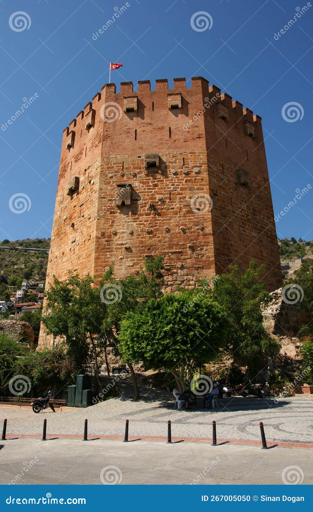 Historical Red Tower - Alanya Stock Photo - Image of waterway ...