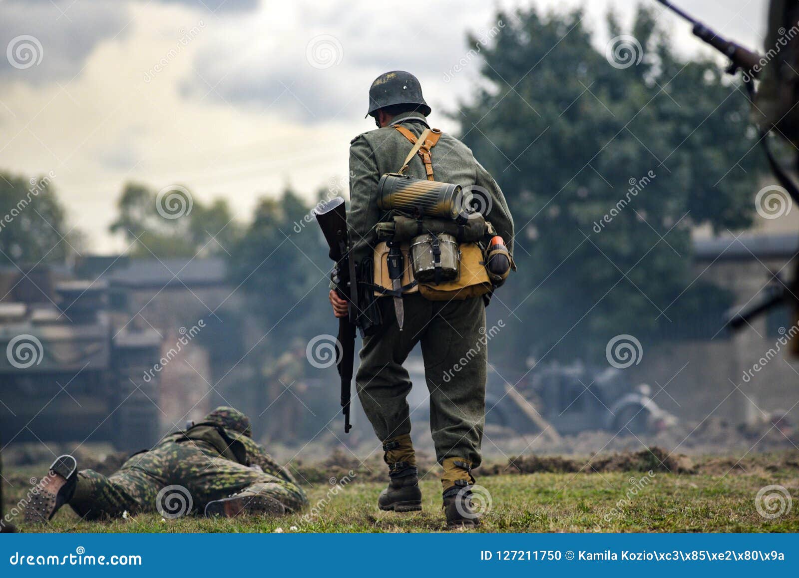 Historical Reenactment Of World War 2 Battle - Armored Transport ...