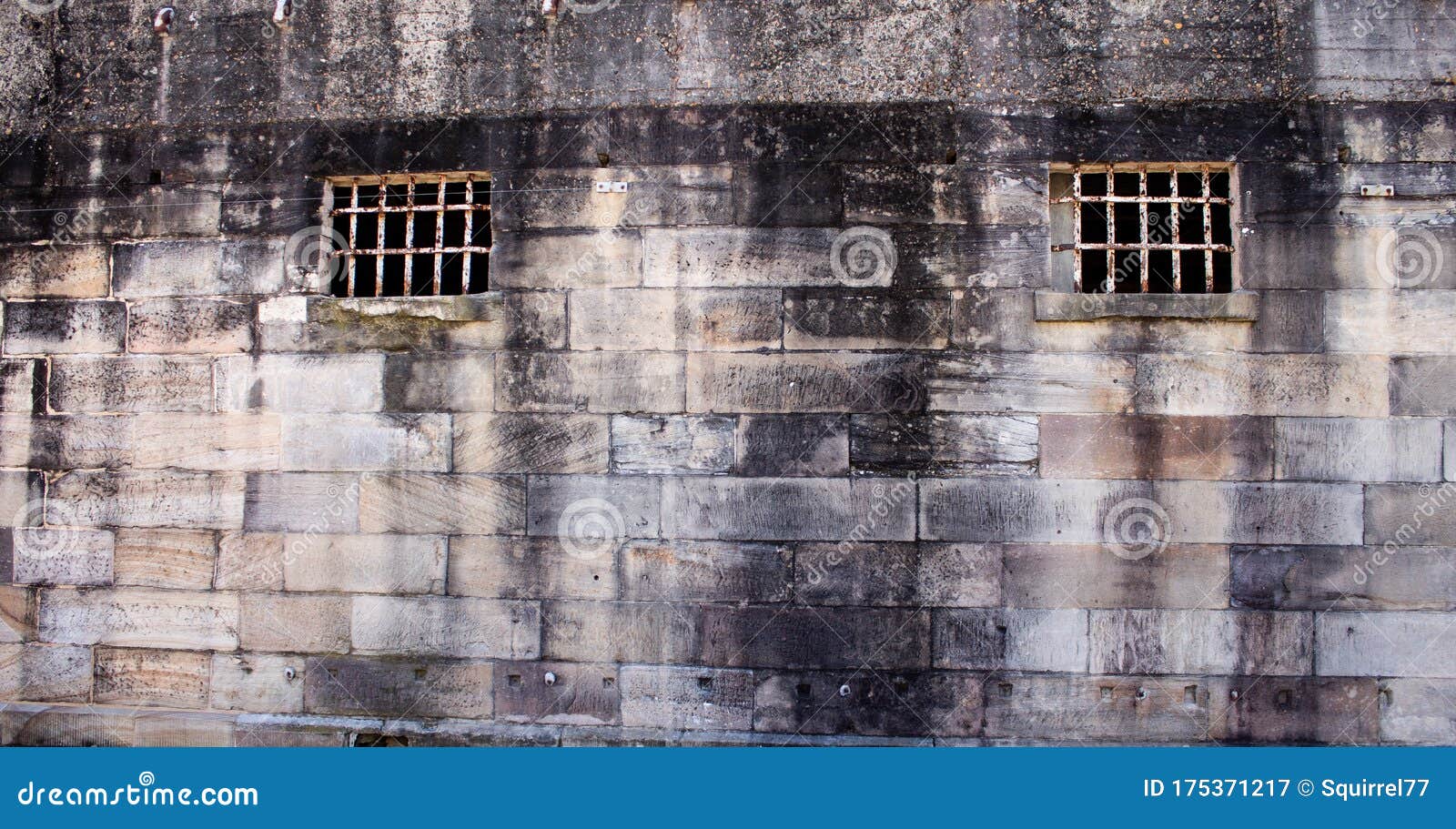 Historical Sandstone Convict Built Brick Prison Building, Windows ...