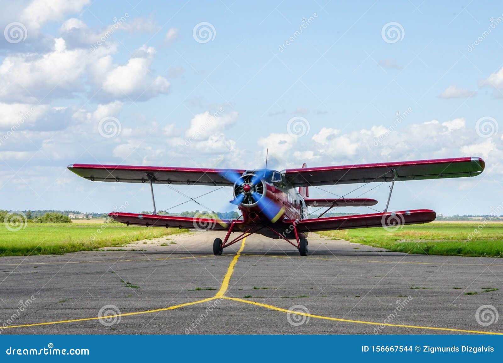 Historical Single Engine Airplane Antonov AN2, Front View Stock Photo ...