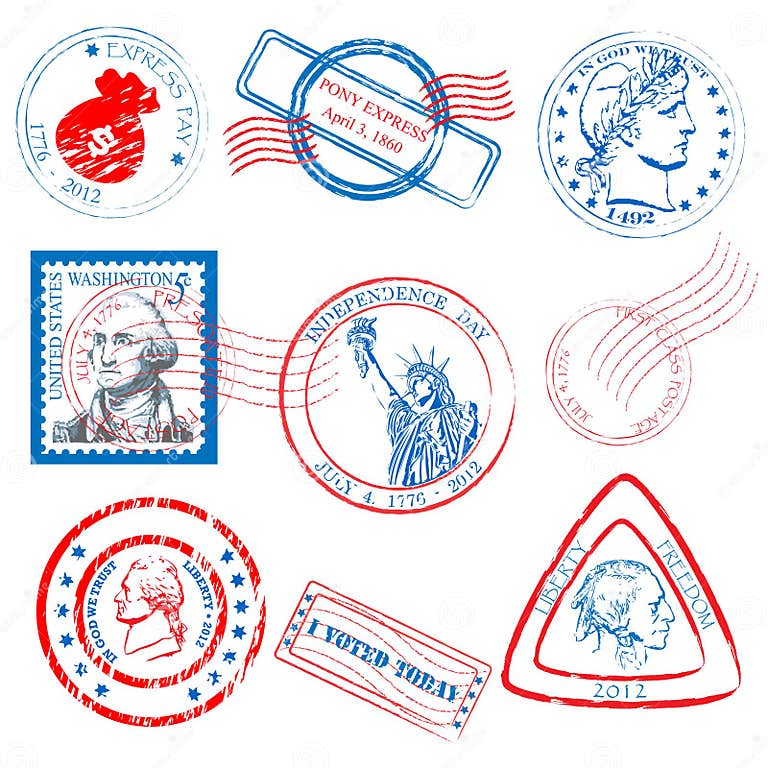 Historical Stamp Collection Set Stock Vector - Illustration of ...