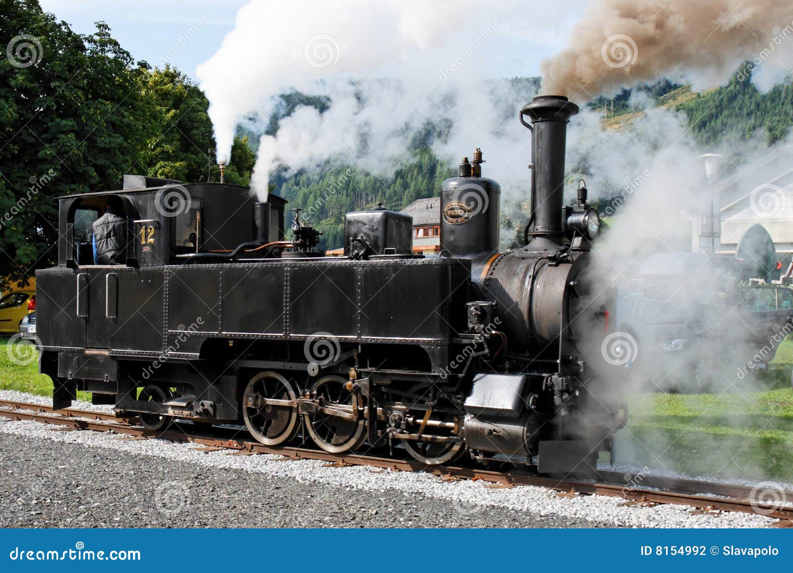 Historical Steam Engine on Tracks Stock Photo - Image of wheels ...