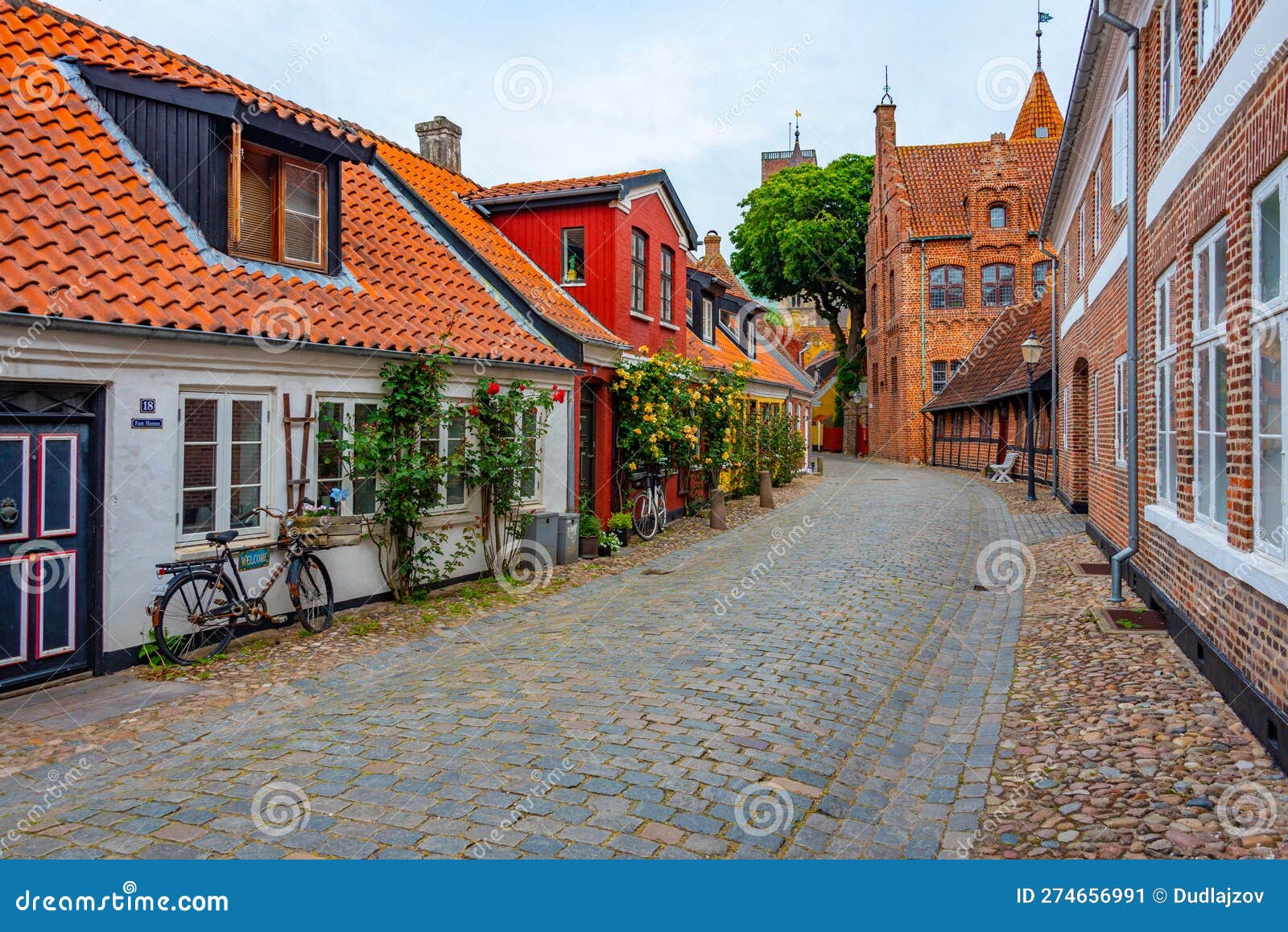 Historical Street in the Center of Ribe, Denmark Stock Image - Image of ...