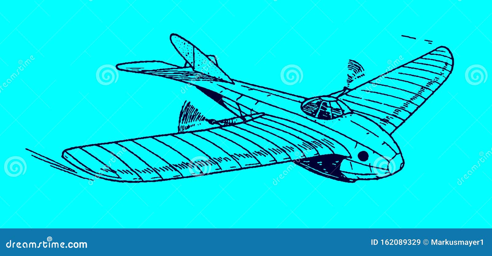 Historical Study of a Futuristic Monoplane Aircraft on a Blue ...