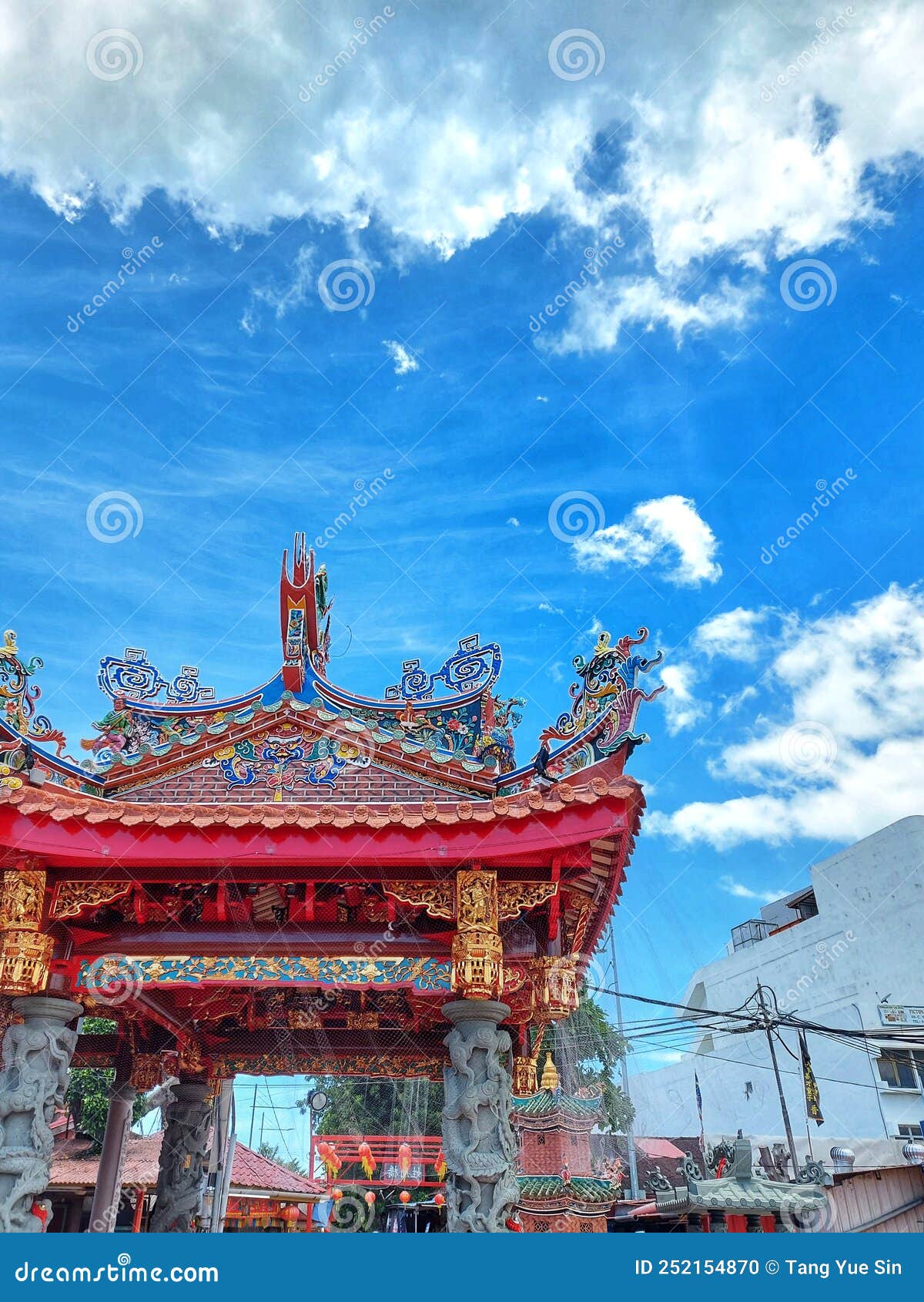 Historical Temple with Bright Blue Sky Stock Photo - Image of ...