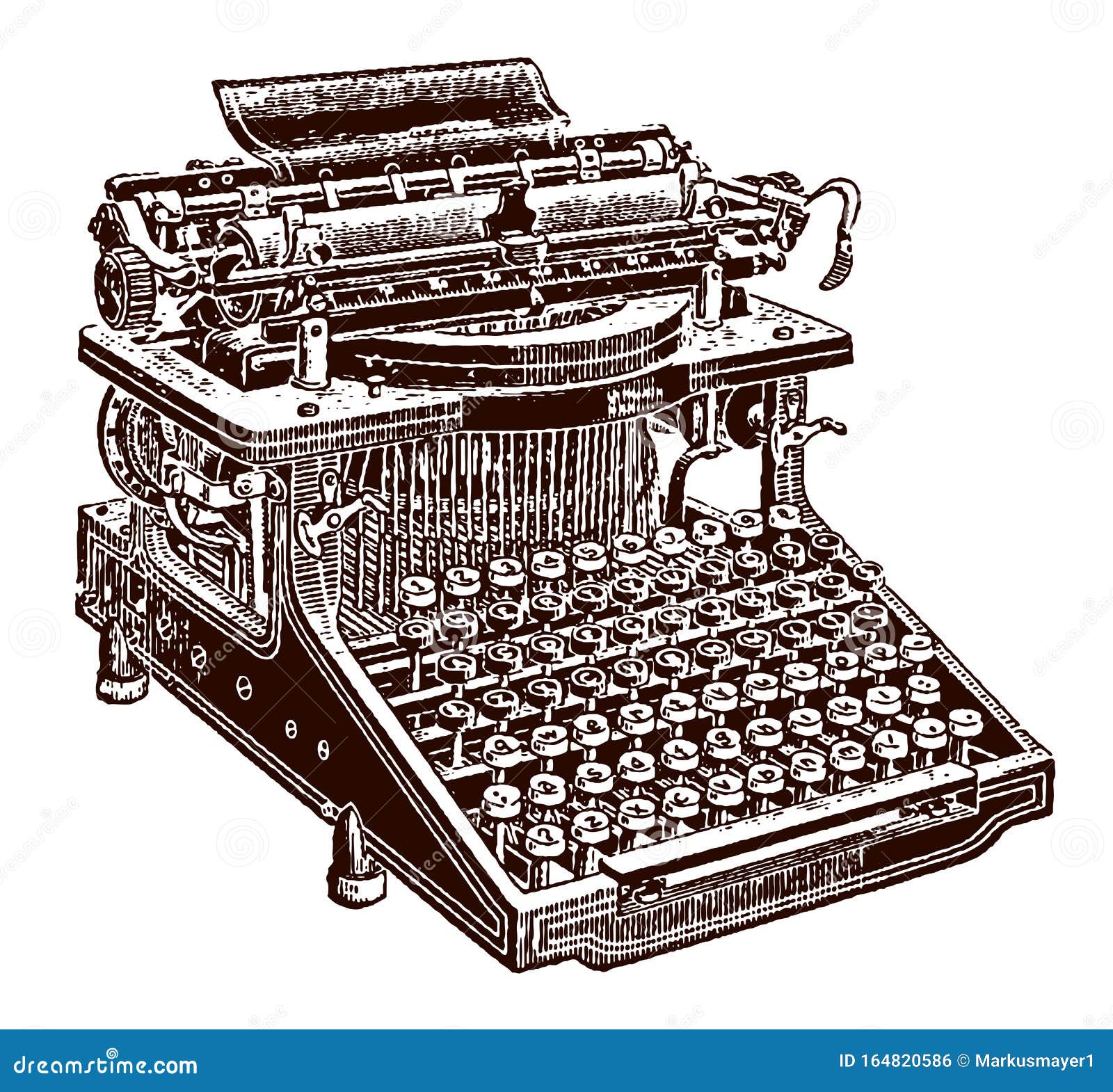 Typewriter Machine With Paper Sheet, Story Books And Cup. Creative ...