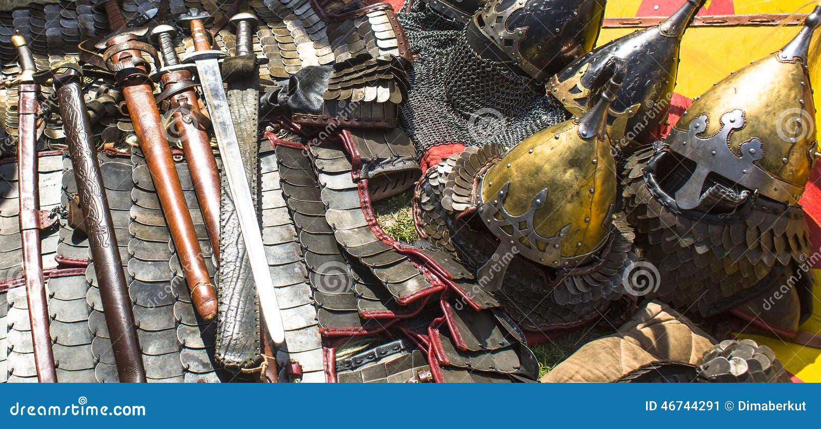 Historical Unique Costumes Medieval Warriors. Stock Image - Image of ...