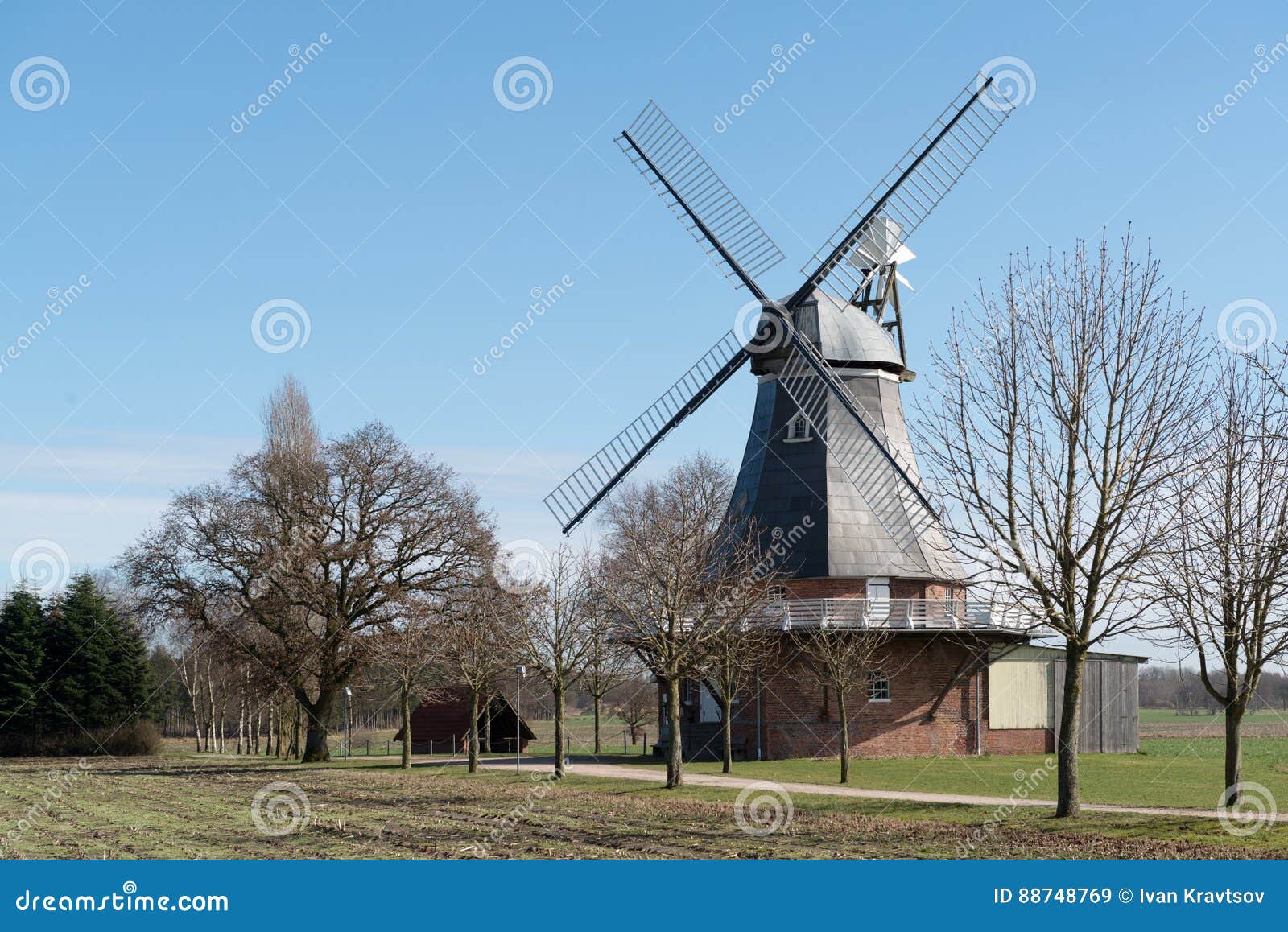 Historical Windmill in Germany Stock Image - Image of field, rural ...