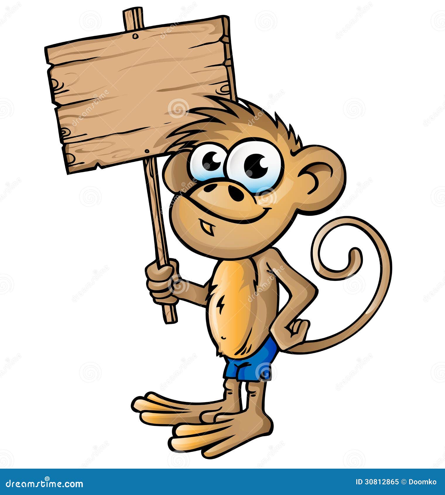 Historieta Del Mono Con El Letrero Ilustración del Vector - Ilustración ...