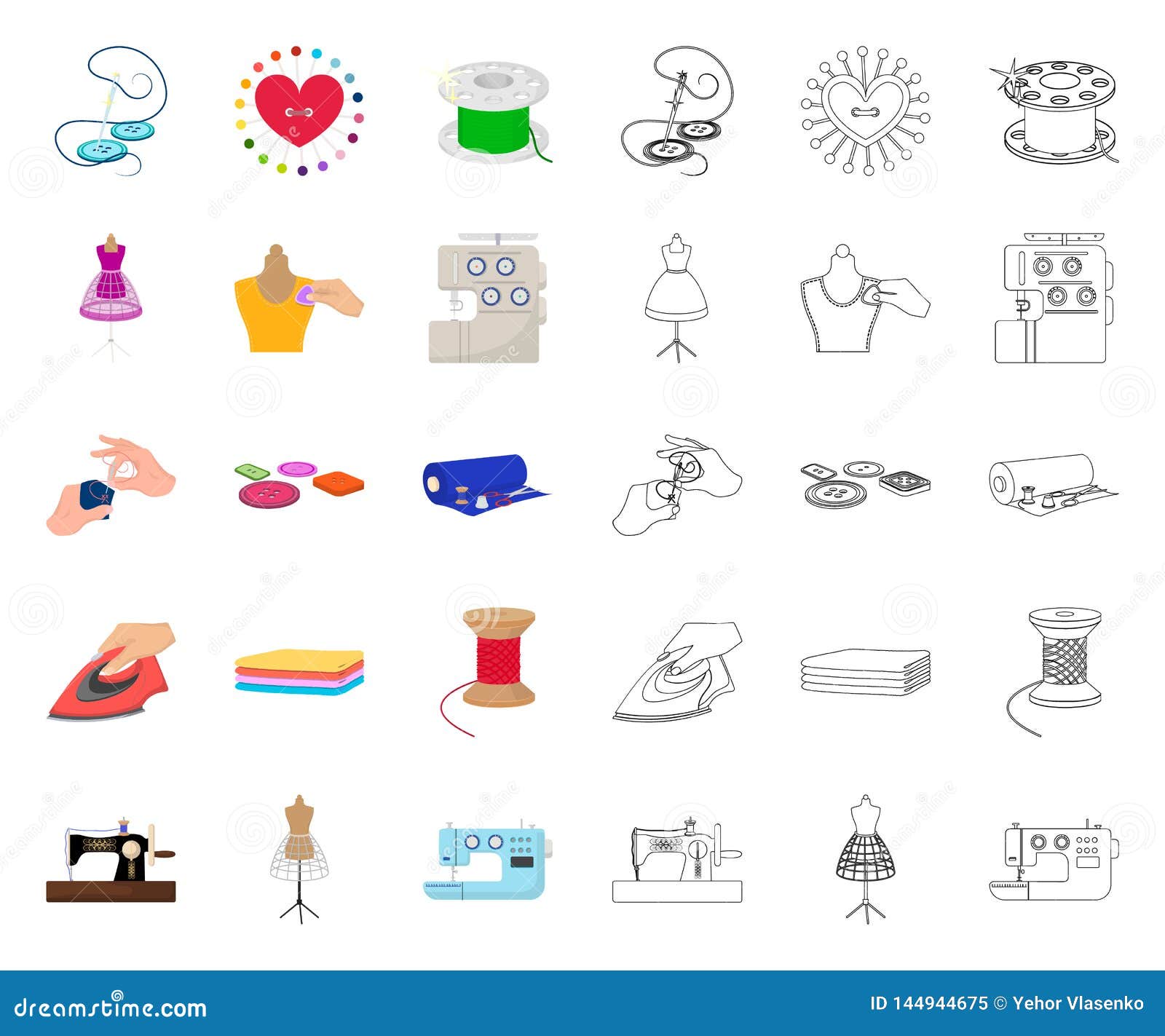 Atelier And Equipment Cartoon Outline Icons In Set Collection For