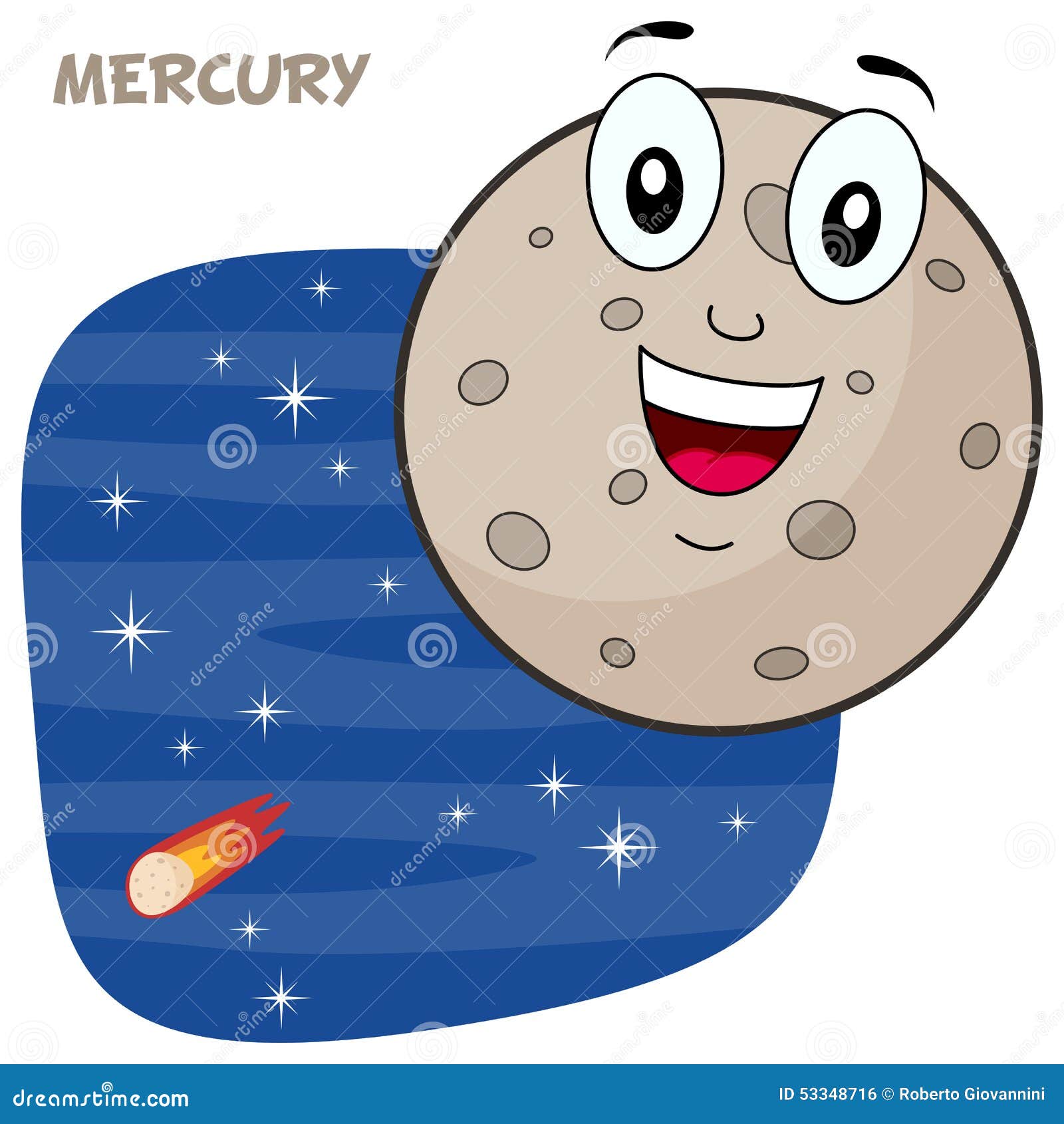 Historieta Mercury Planet Character Ilustración del Vector ...
