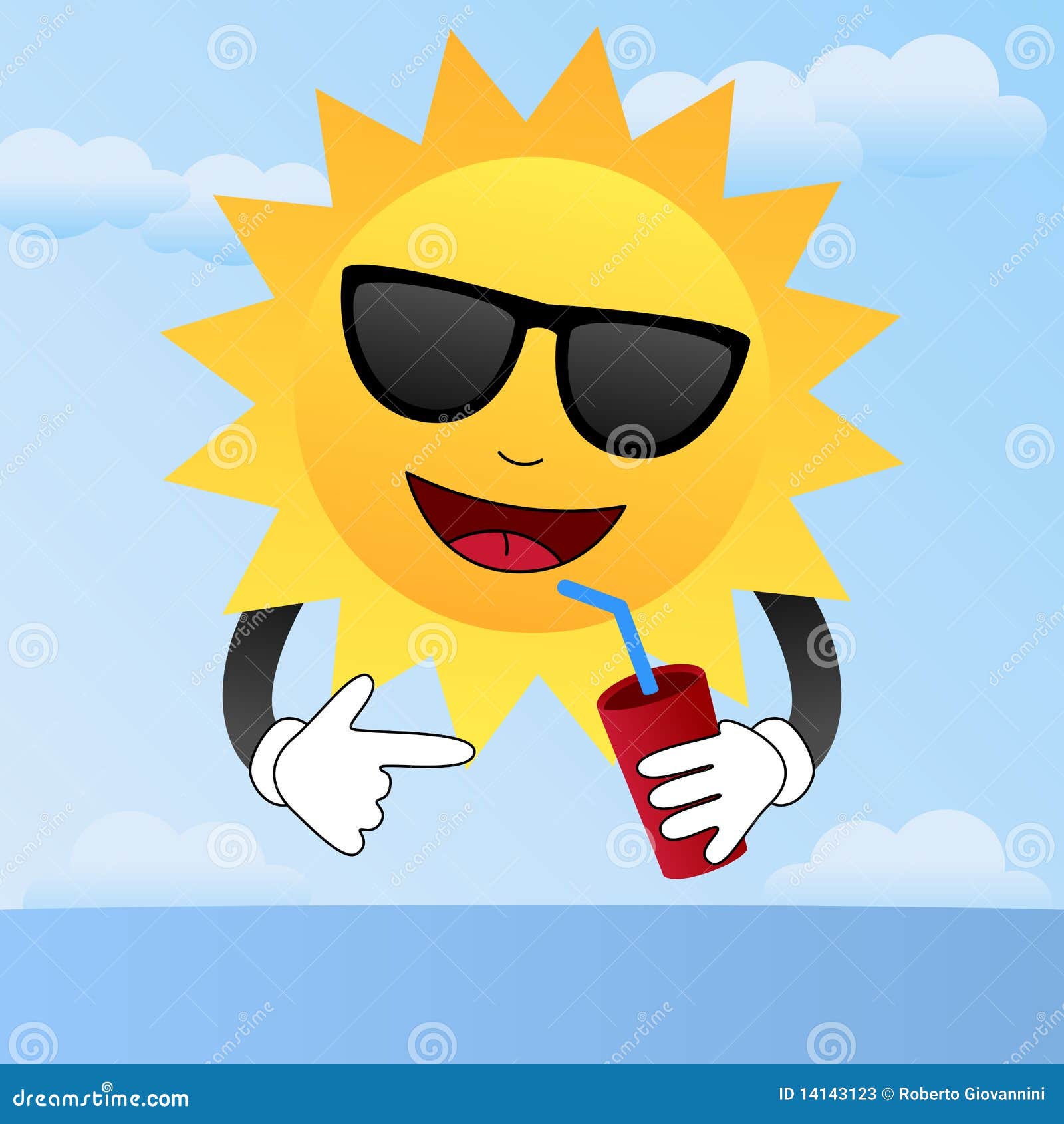 Historieta Sun Con Las Gafas De Sol Ilustración del Vector ...