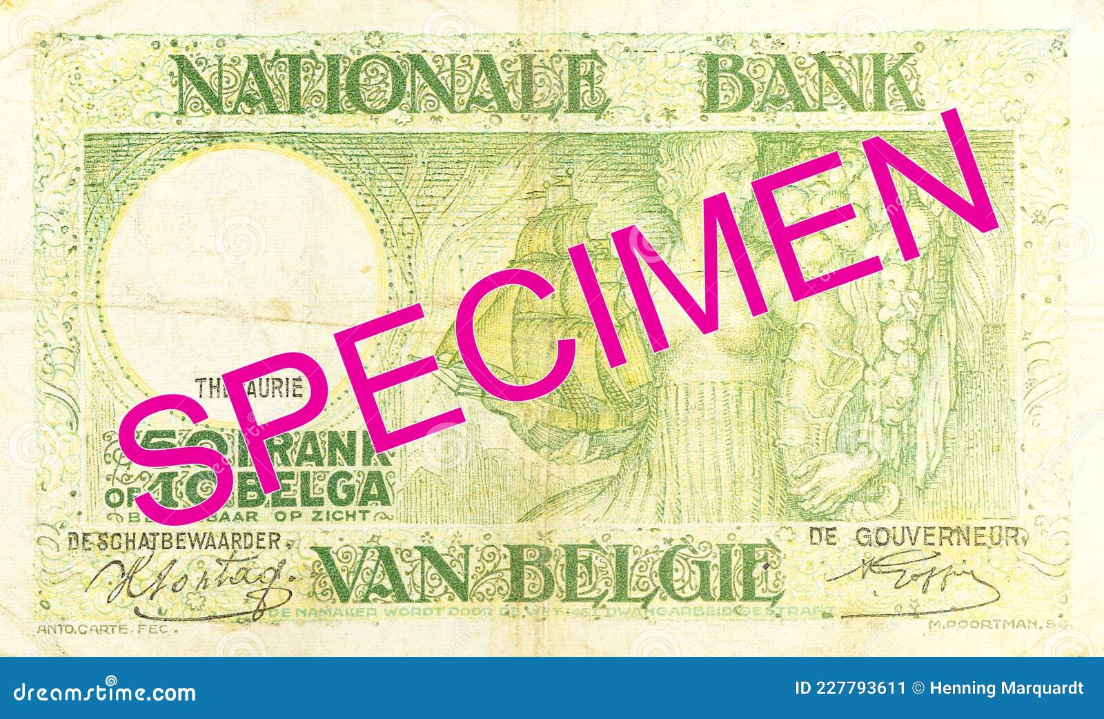 Historische 50-Franc-Note 1942 Obverse Stockbild - Bild von ...