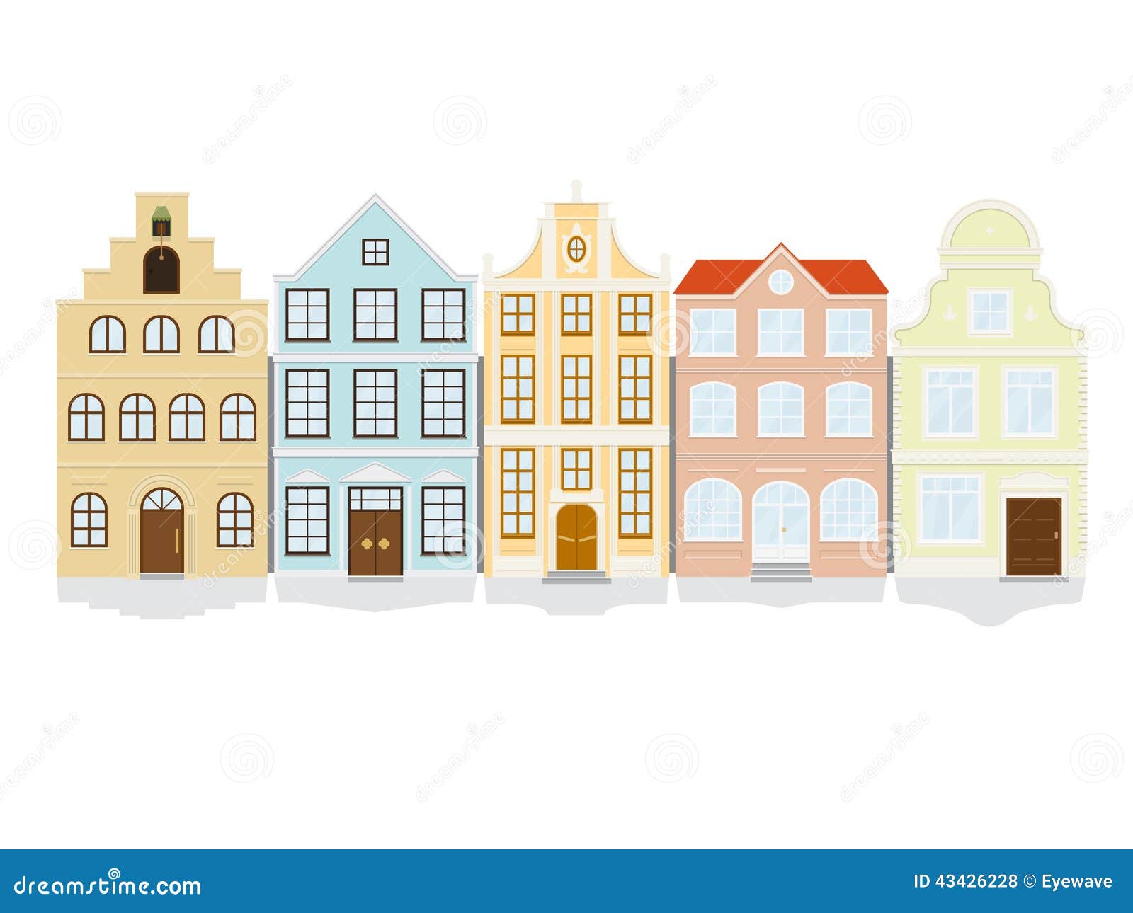 Historischer Reihenhaus-Ikonen-Satz Vektor Abbildung - Illustration von ...