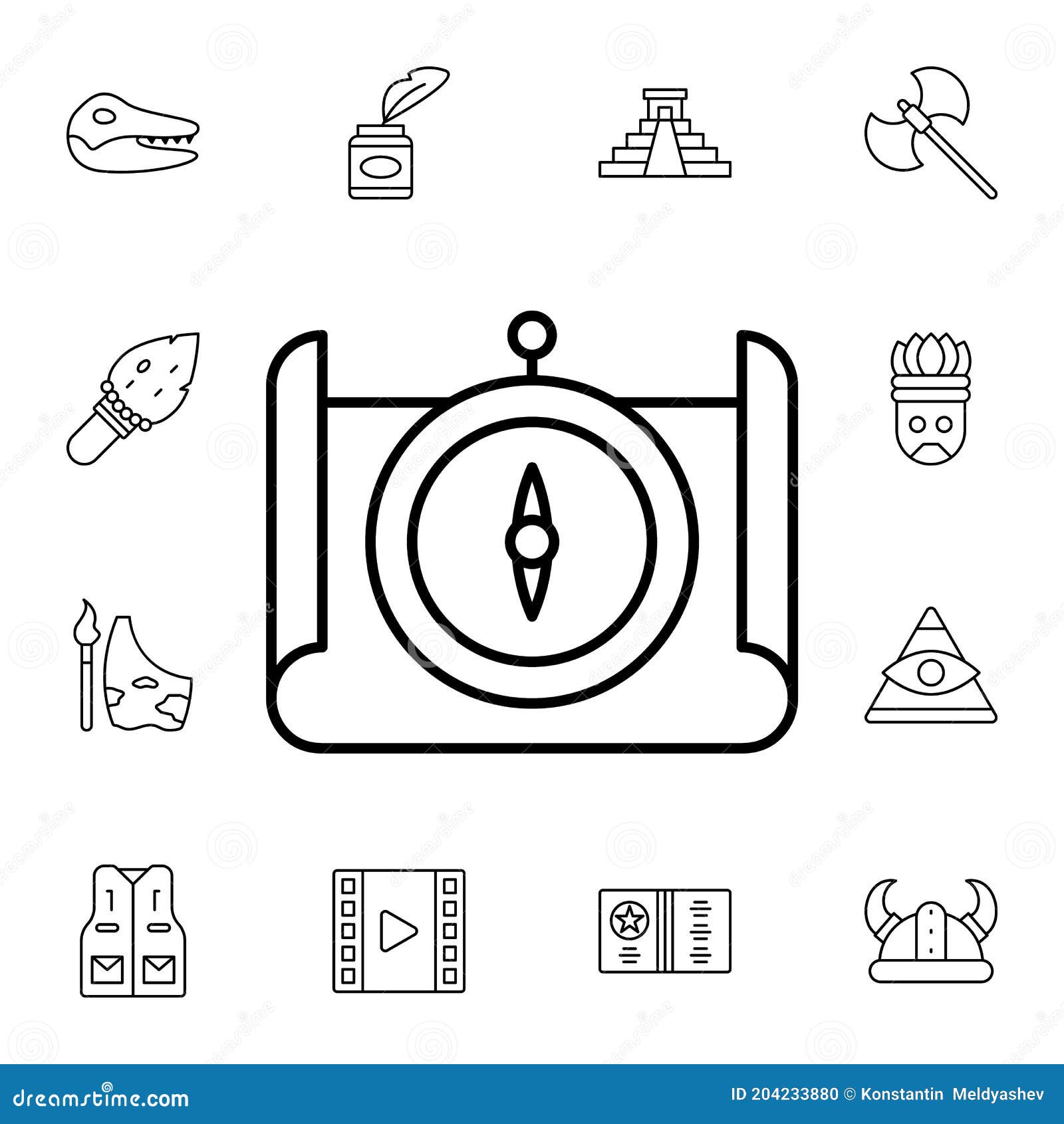 History, Compass, Map Flat Vector Icon in History Pack Stock ...