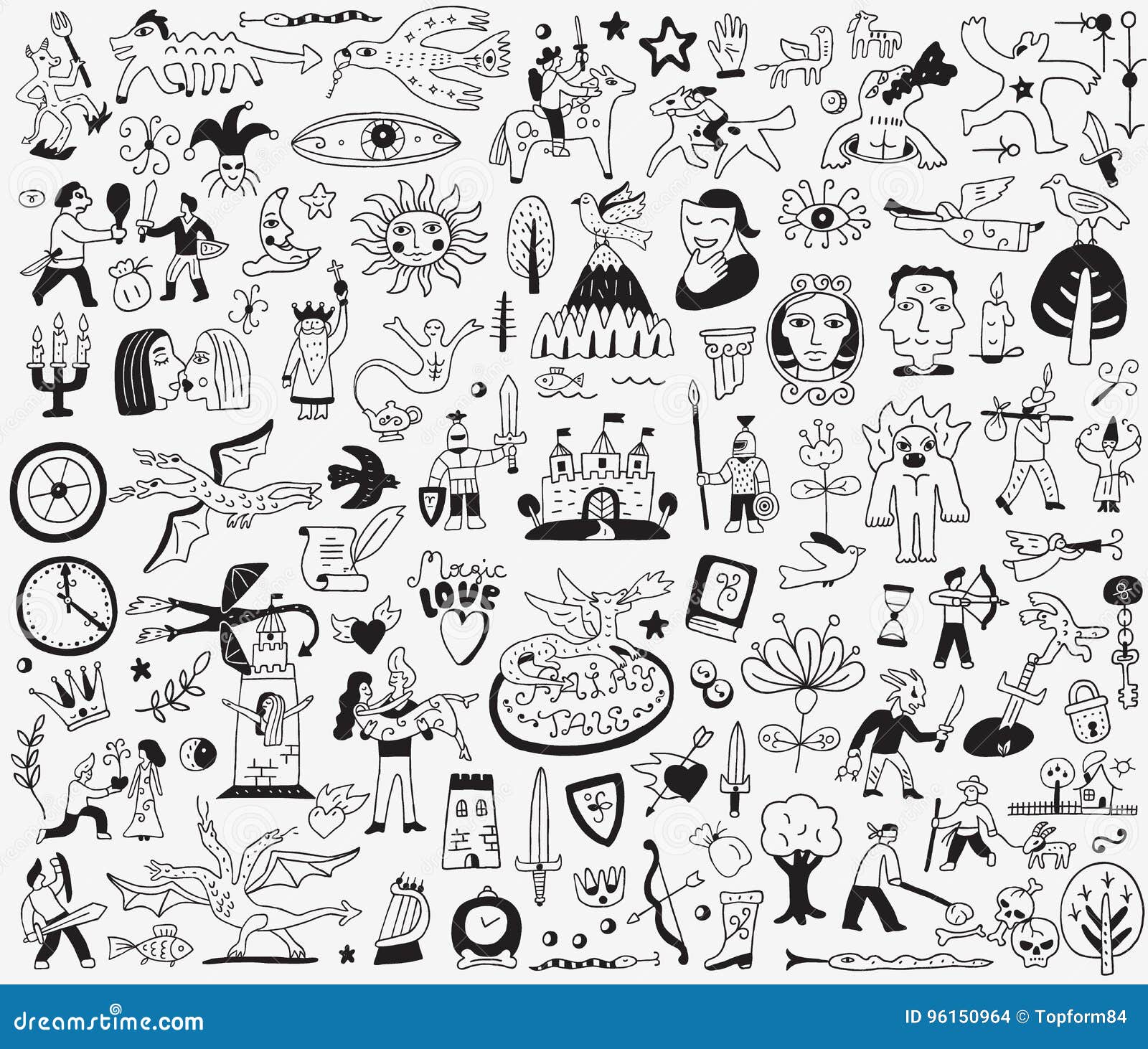 History Doodles With Lettering. Cartoon Vector | CartoonDealer.com ...