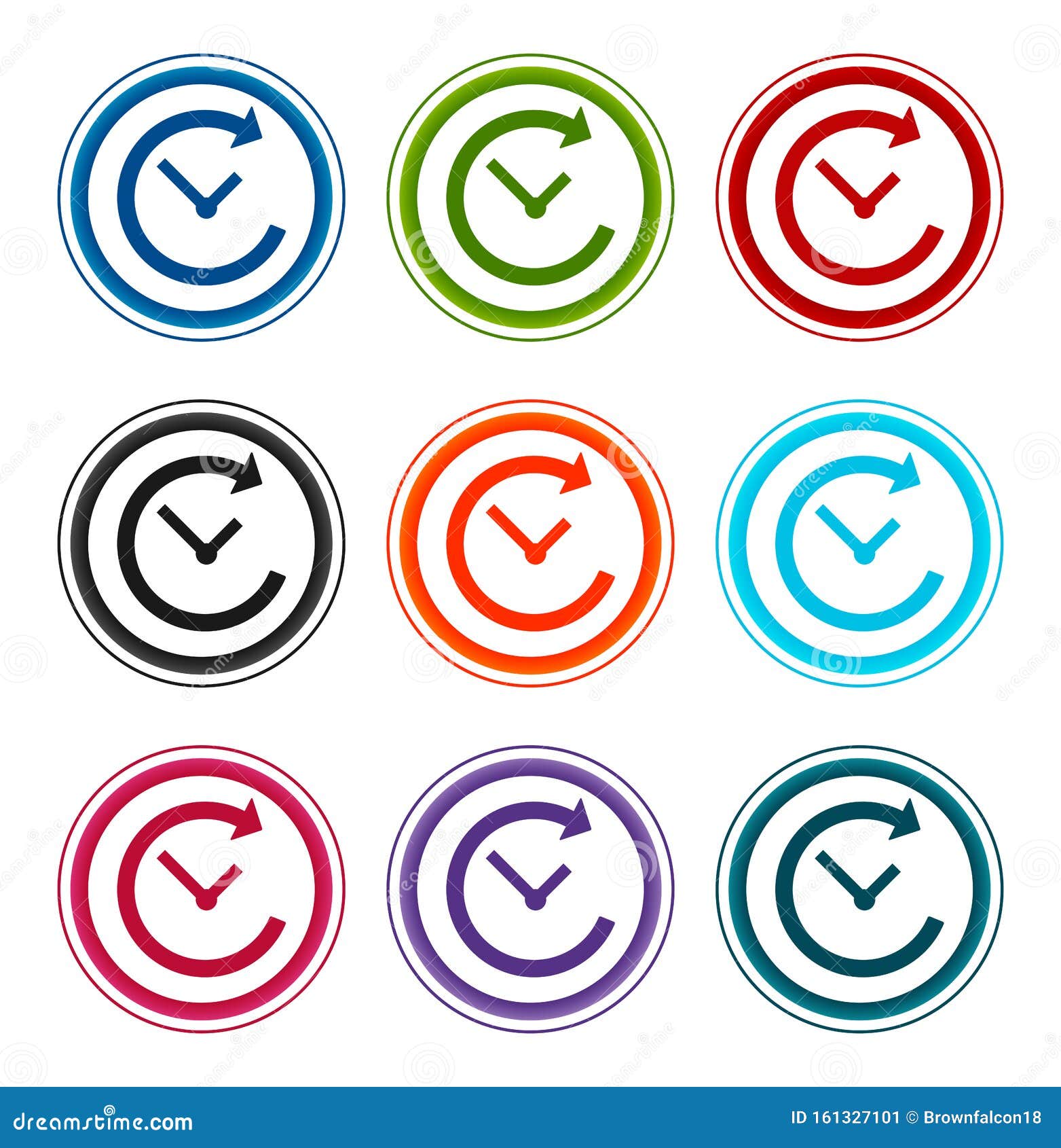 History Icon Flat Round Buttons Set Illustration Design Stock Vector ...