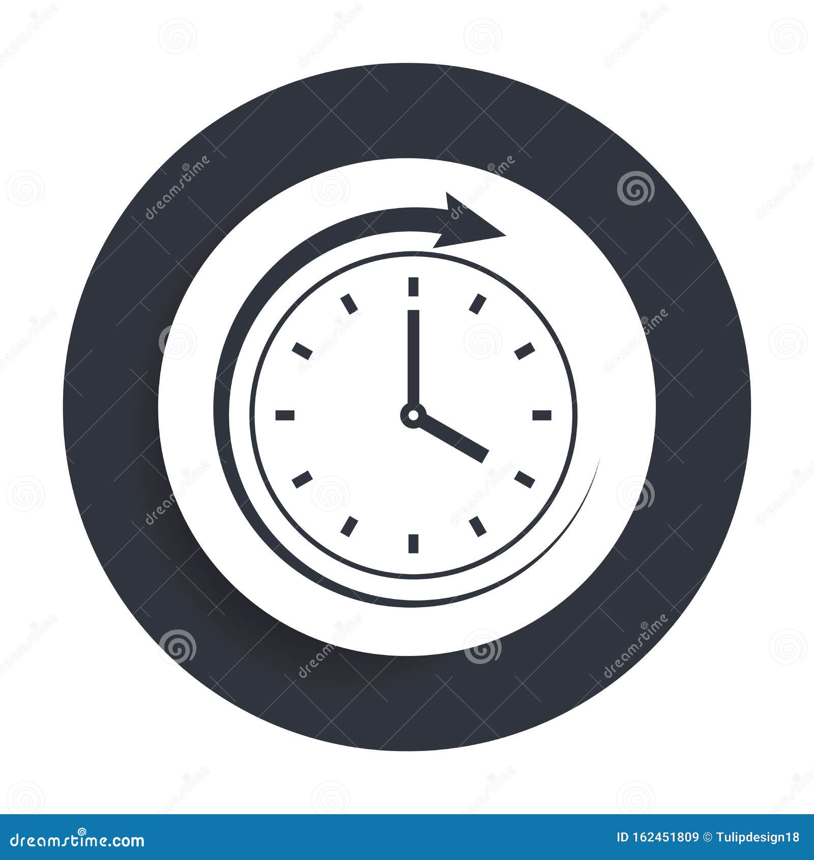 History Icon Flat Vector Round Button Clean Black and White Design ...