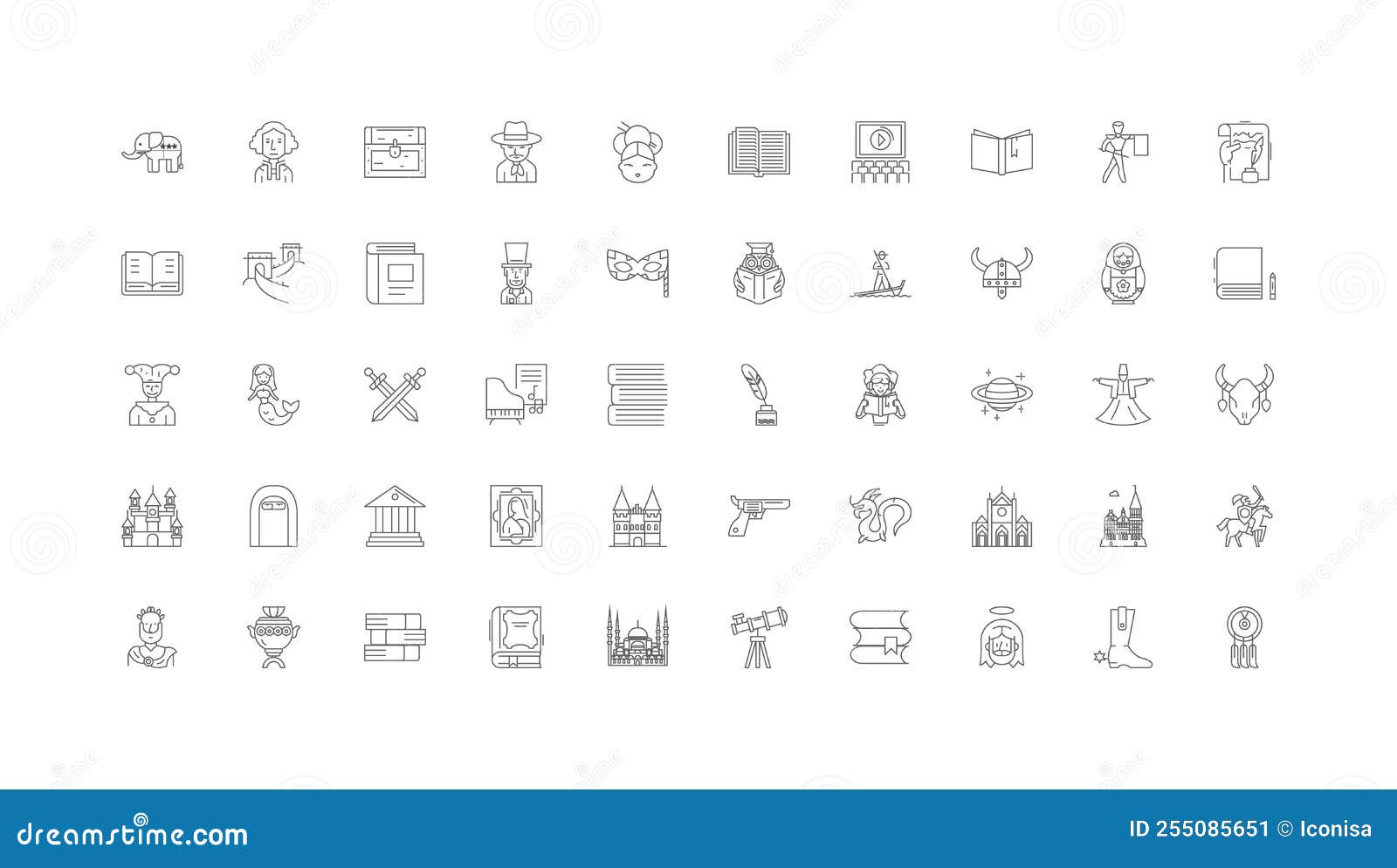 History Ideas, Linear Icons, Line Signs Set, Vector Collection Stock ...