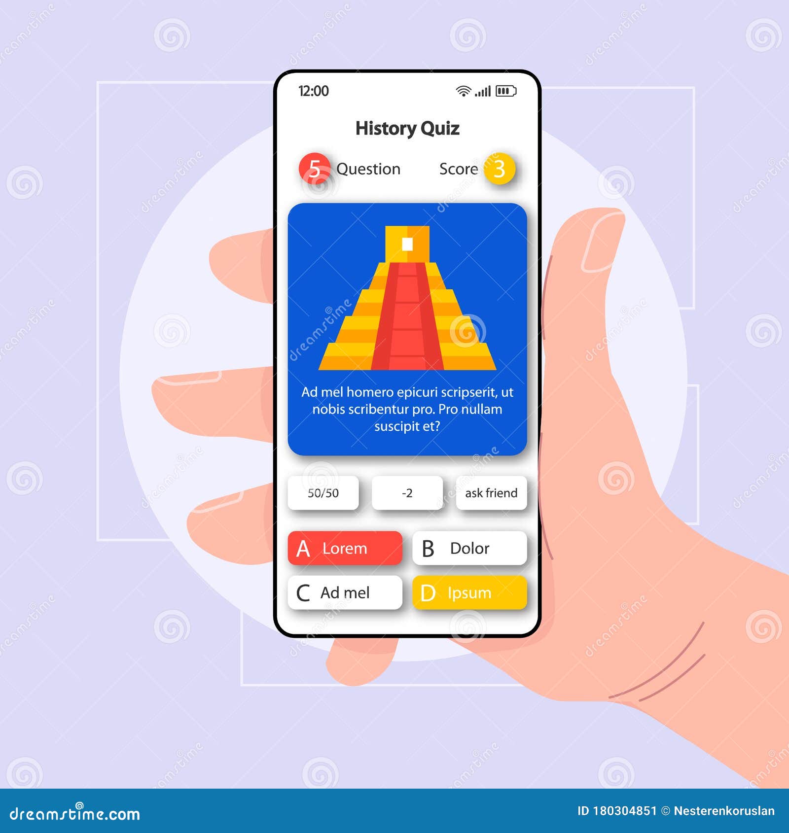 History Knowledge Check Smartphone Interface Vector Template. Mobile ...