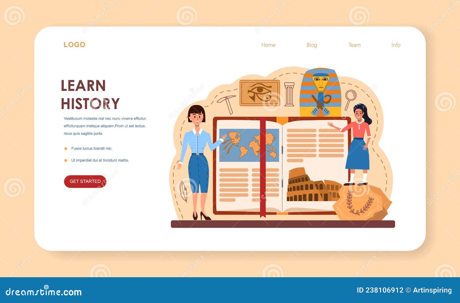 History Lesson Web Banner or Landing Page. History School Subject Stock ...