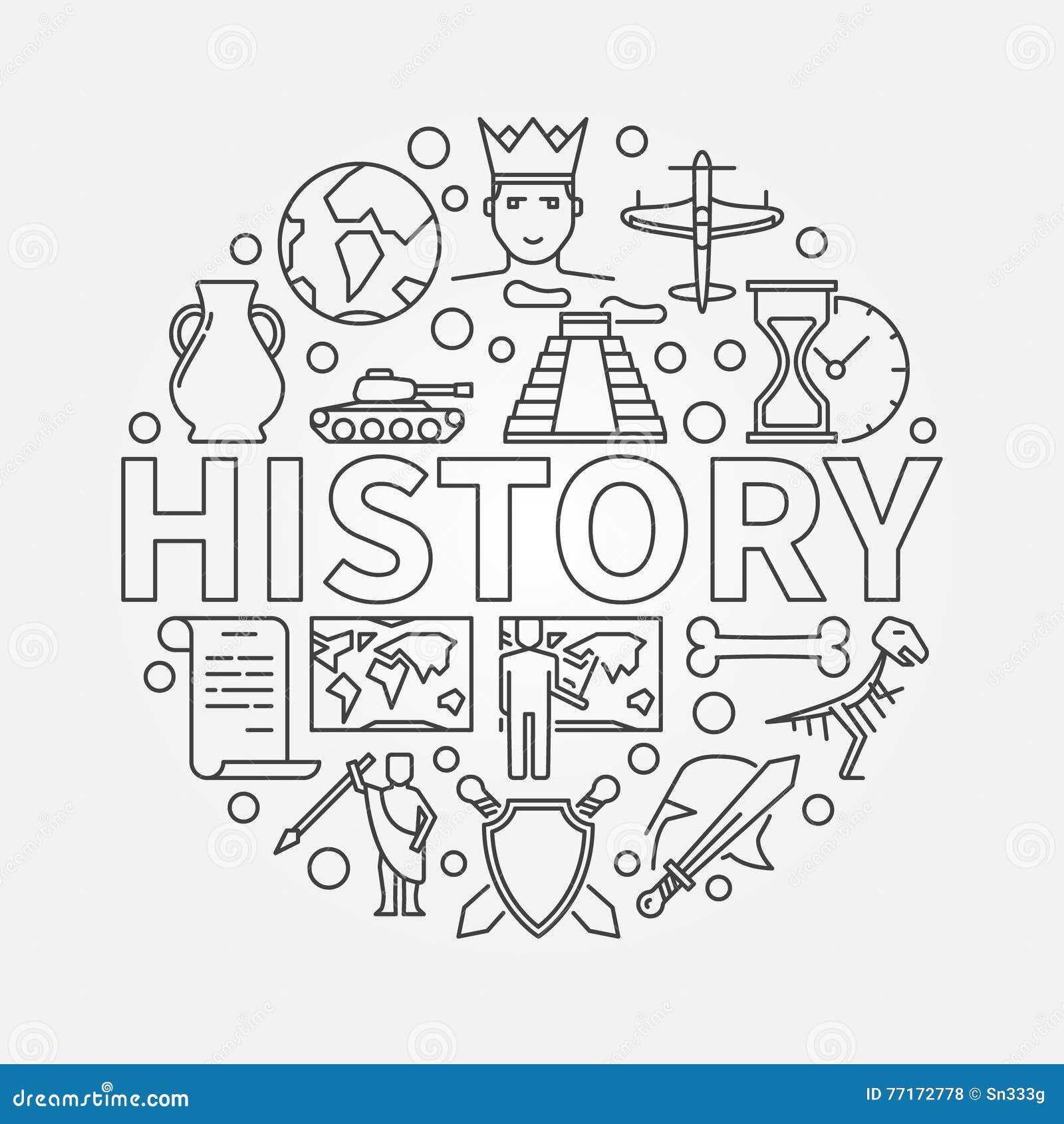 History Linear Illustration Stock Vector - Illustration of scroll ...