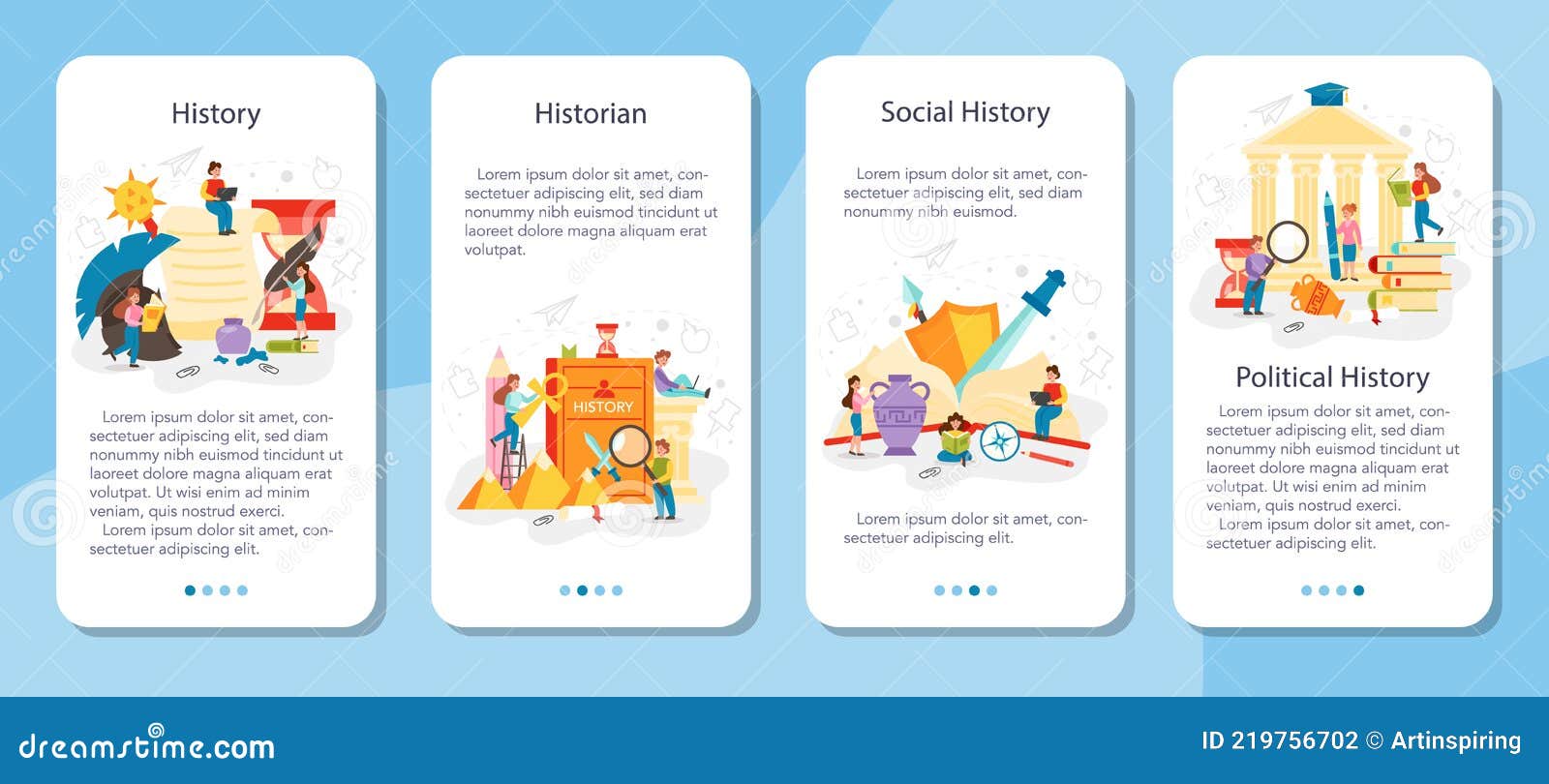 History Mobile Application Banner Set. History School Subject Stock ...