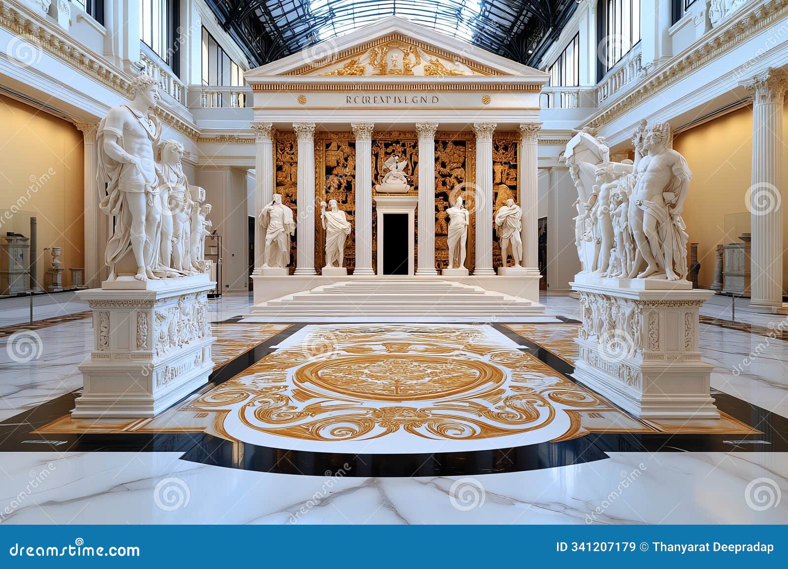 History Museum Exhibit on Ancient Rome with Statues and Architectural ...