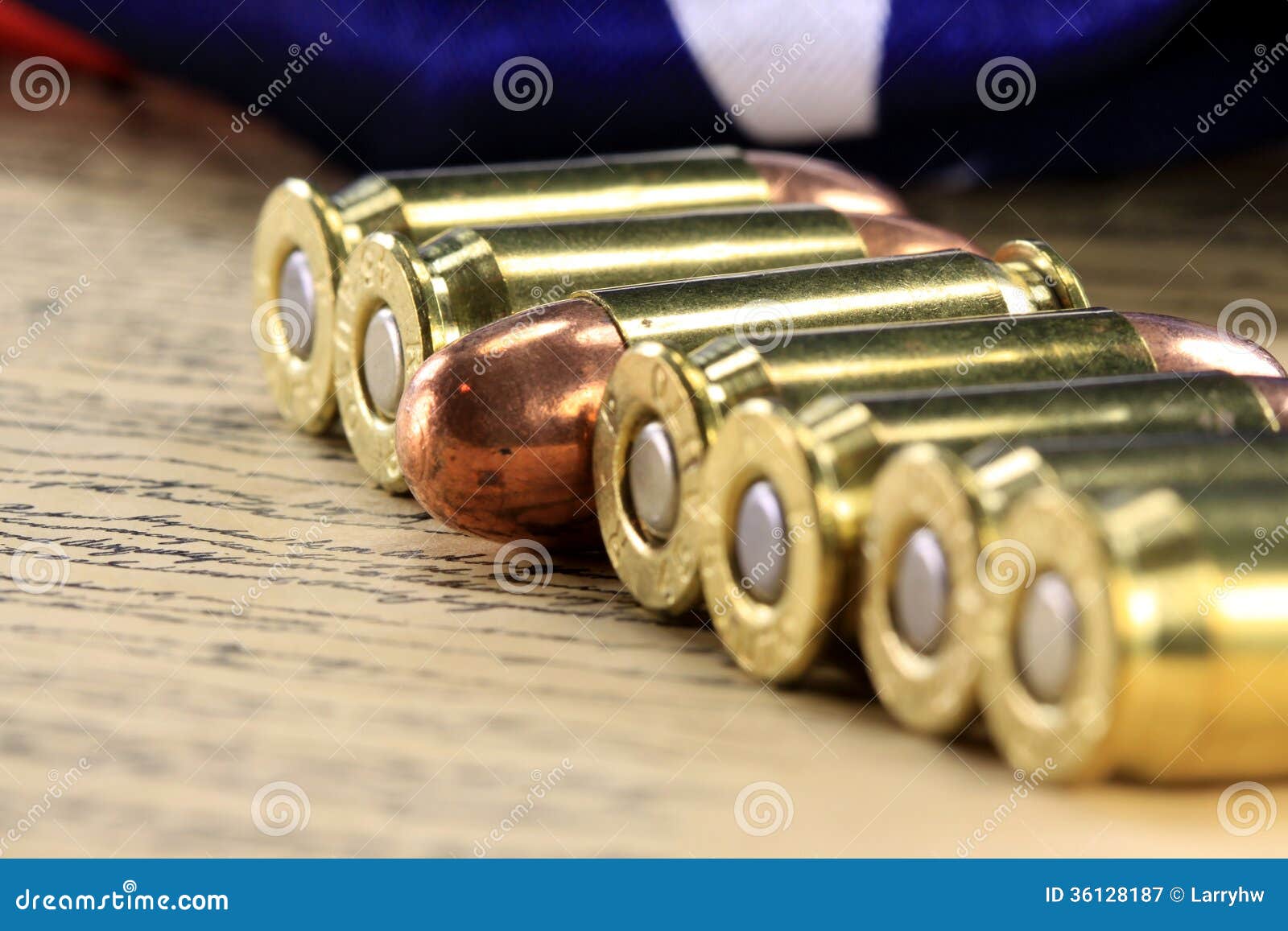 History of the Second Amendment - Bullets on Bill of Rights Stock Image ...