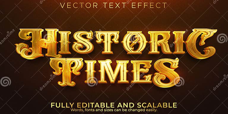 History Text Effect, Editable Old and Historical Text Style Stock ...