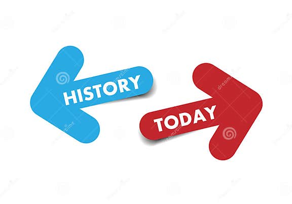 History and Today Two Color Arrows with Shadow on White Background ...