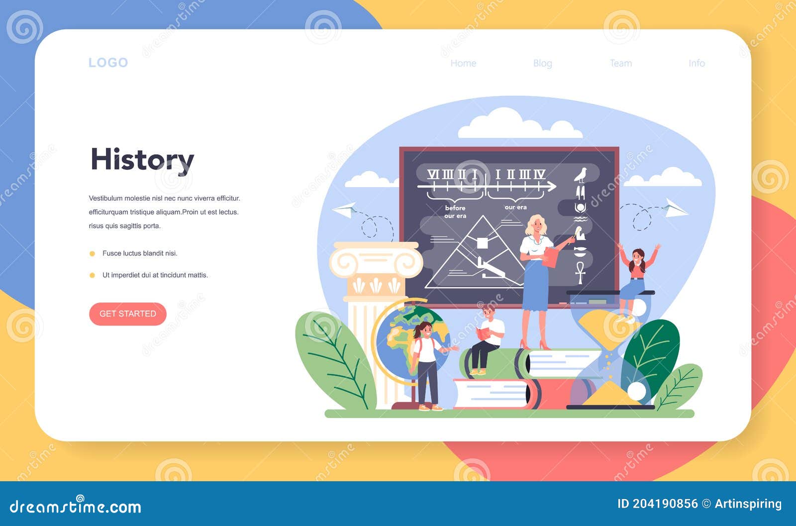 History Web Banner or Landing Page. History School Subject Stock Vector ...