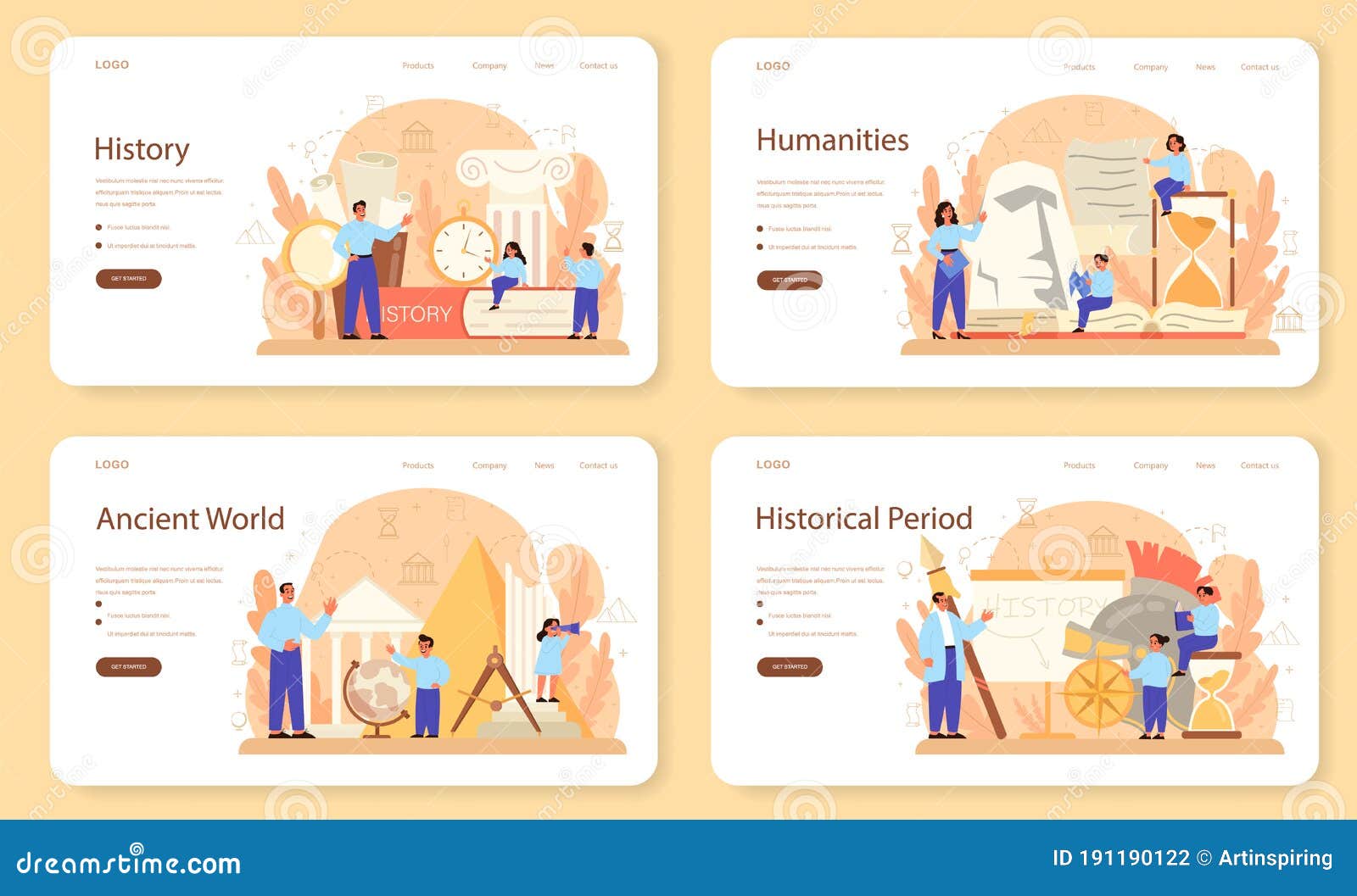 History Web Banner or Landing Page Set. History School Subject Stock ...