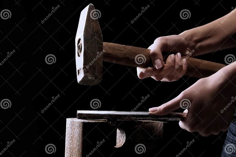 Hit stock image. Image of hitting, anvil, hammer, working - 3847375