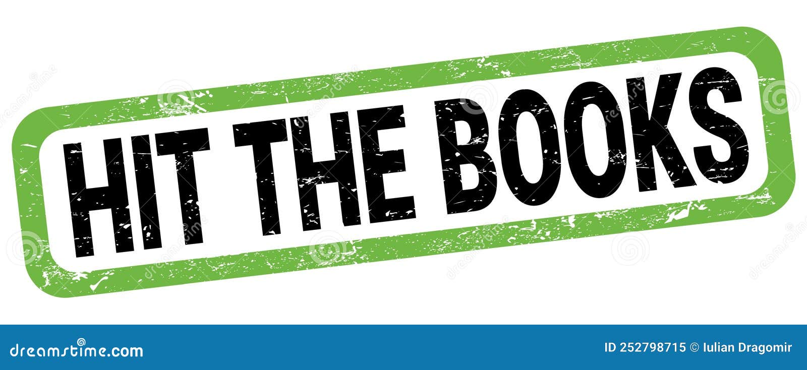 HIT the BOOKS Text Written on Green-black Rectangle Stamp Stock ...