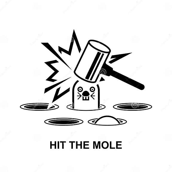 Hit the Mole Icon Isolated on Background Stock Illustration ...