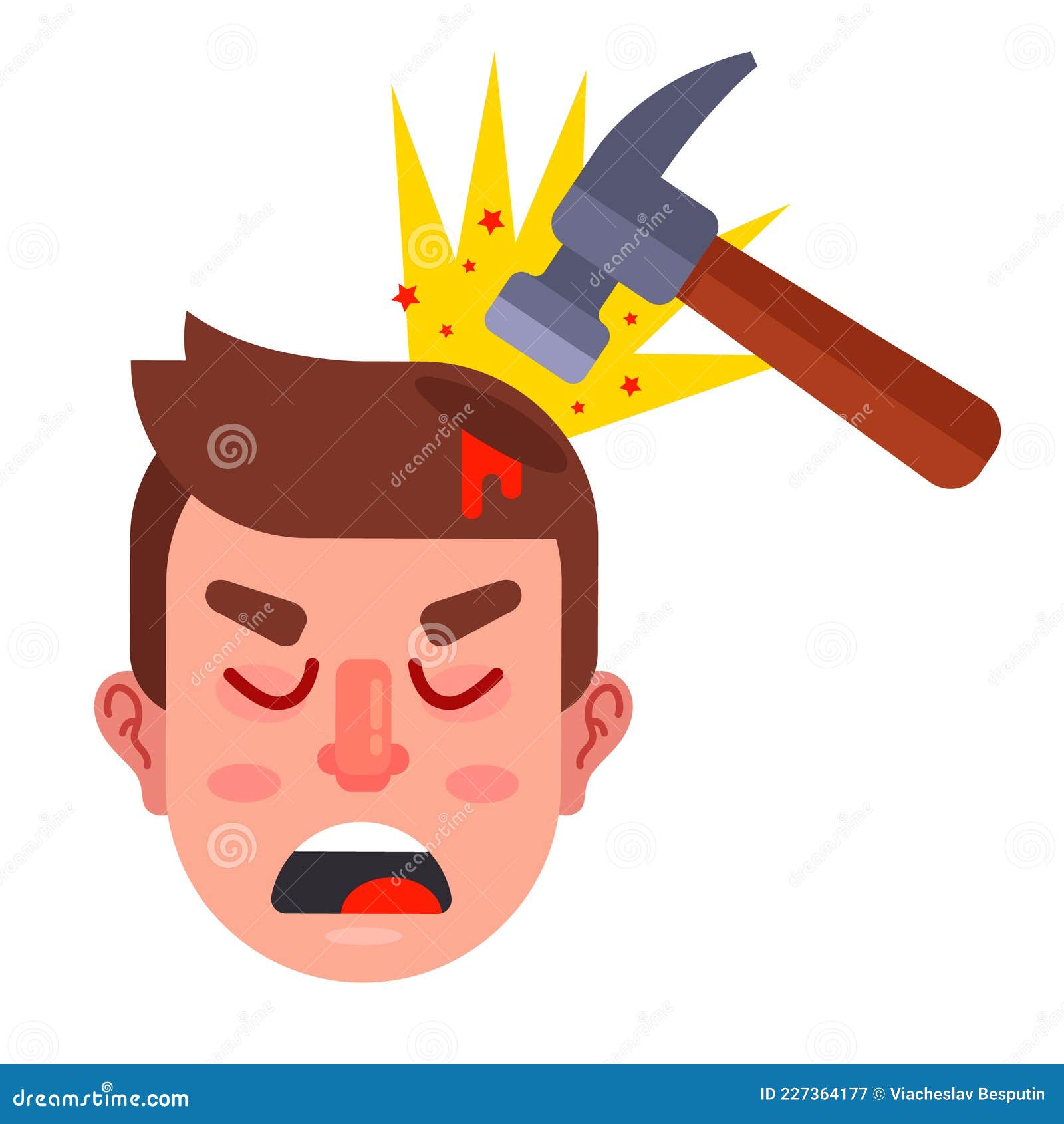 Hit a Person on the Head with a Hammer. Stock Vector - Illustration of ...