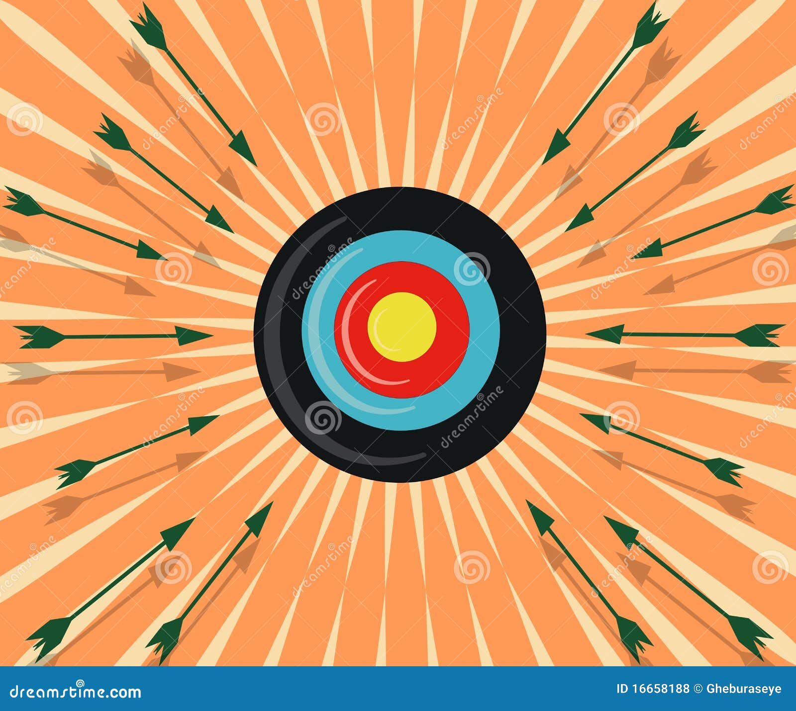 Individual Red Target Ball With Arrow In Bull Eye Center Royalty-Free ...