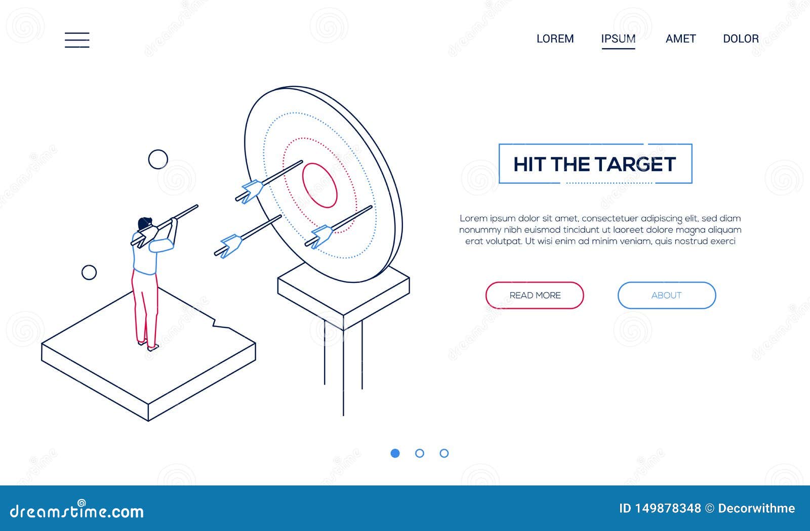 Hit the Target - Line Design Style Isometric Web Banner Stock Vector ...