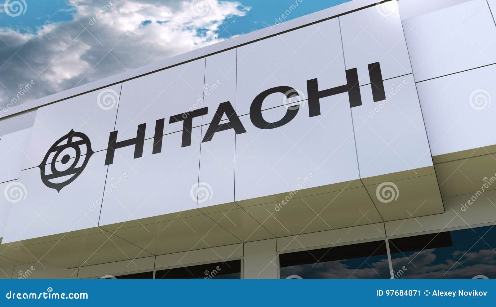 Hitachi Logo on the Modern Building Facade. Editorial 3D Rendering ...
