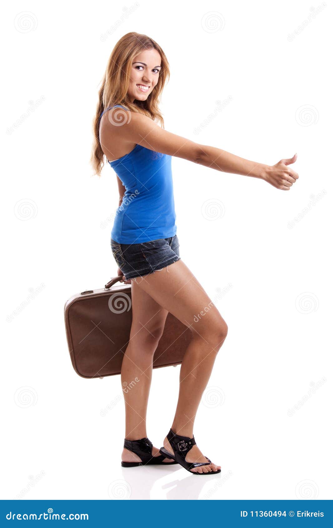 Hitch hiking woman stock photo. Image of isolated, hitch - 11360494