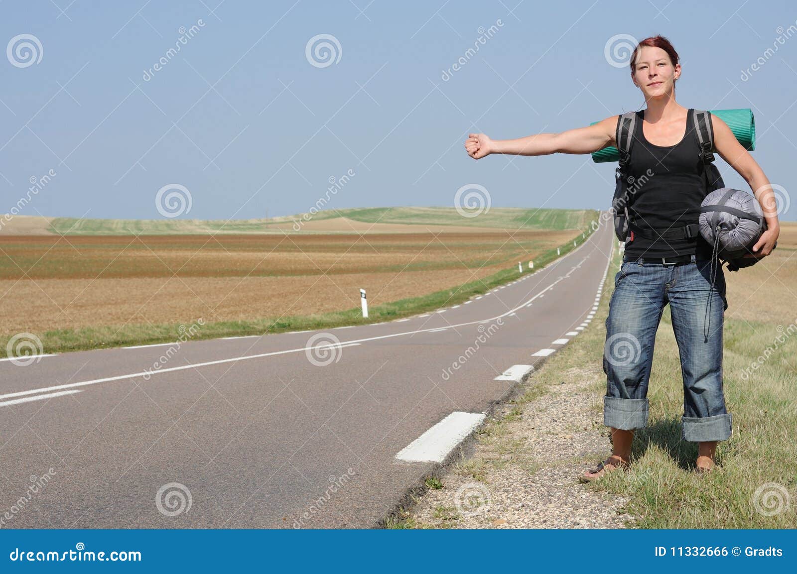 Hitchhike stock photo. Image of woman, hitchhiking, hike - 11332666