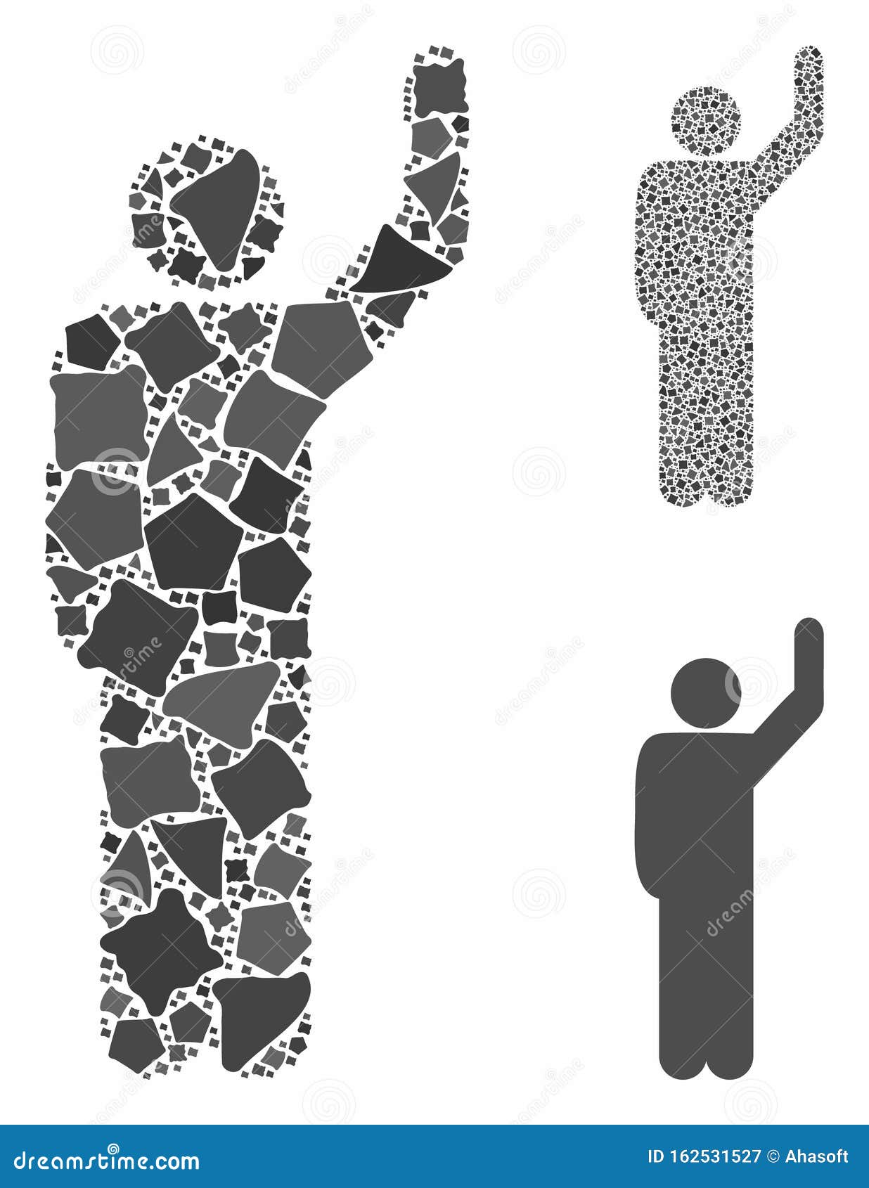 Hitchhike Pose Composition Icon of Bumpy Elements Stock Vector ...