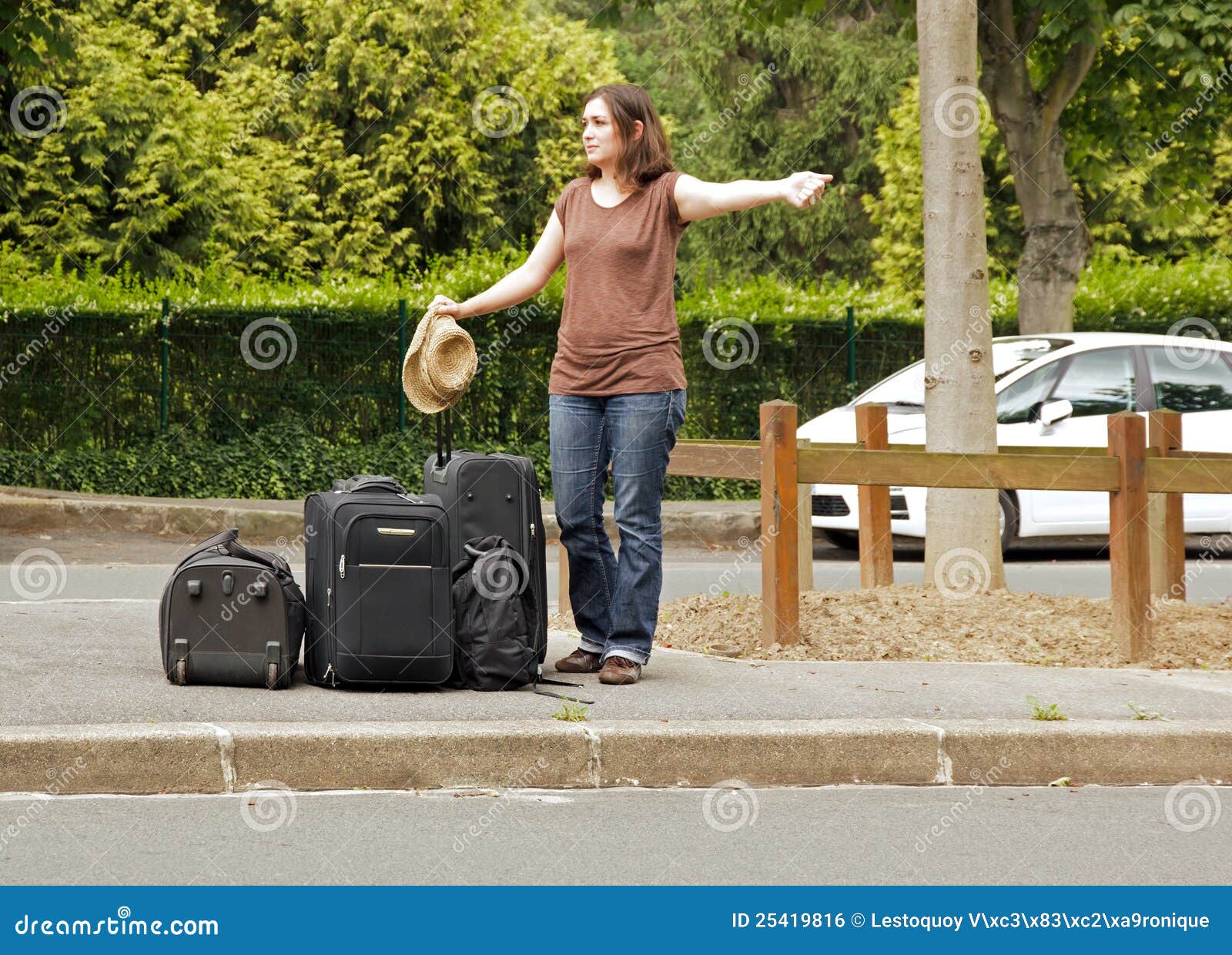 Hitchhiker, Going on Holiday Stock Photo - Image of road, holiday: 25419816