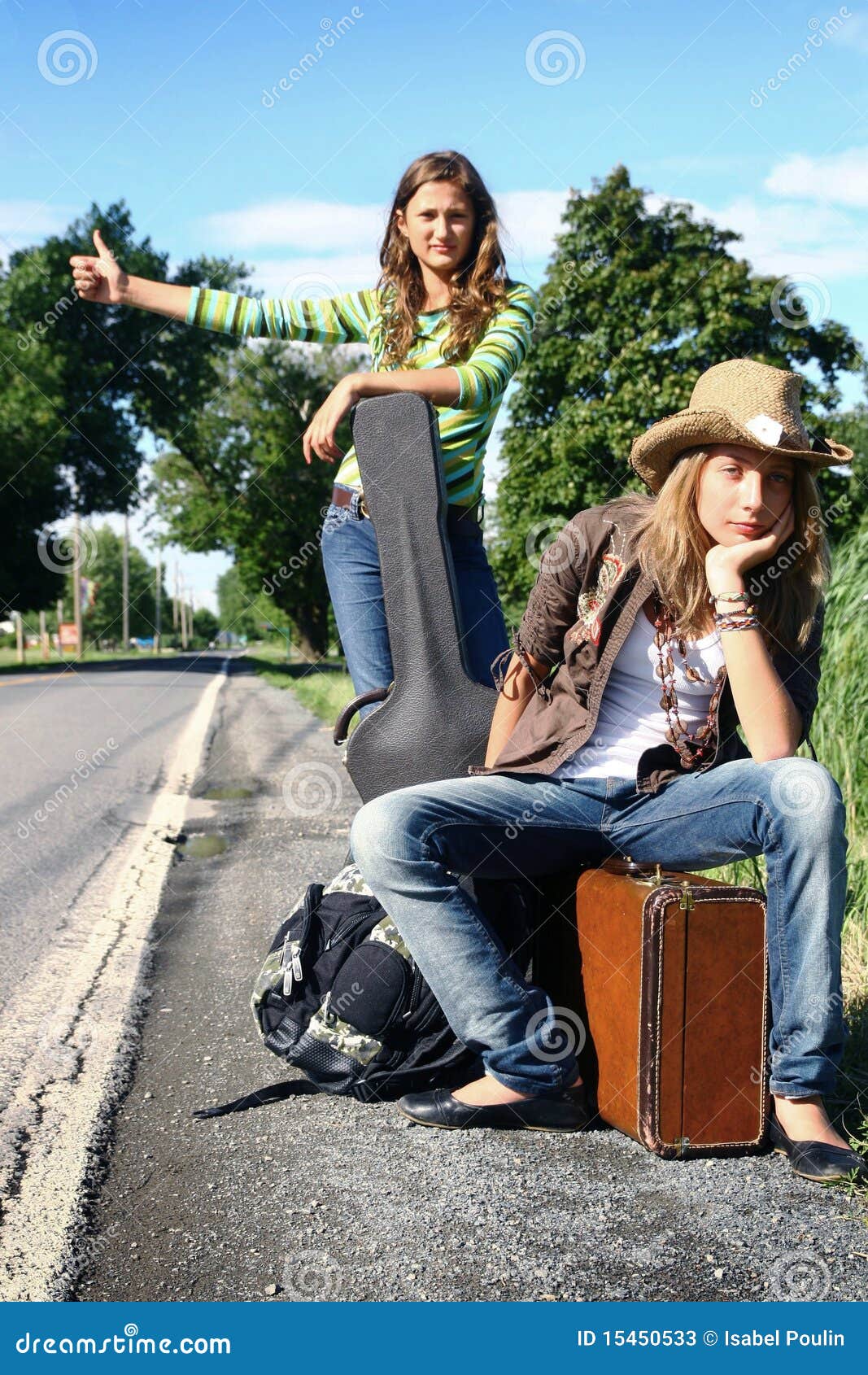 Hitchhiking Stock Image Image Of Stop Route Brunette 15450533
