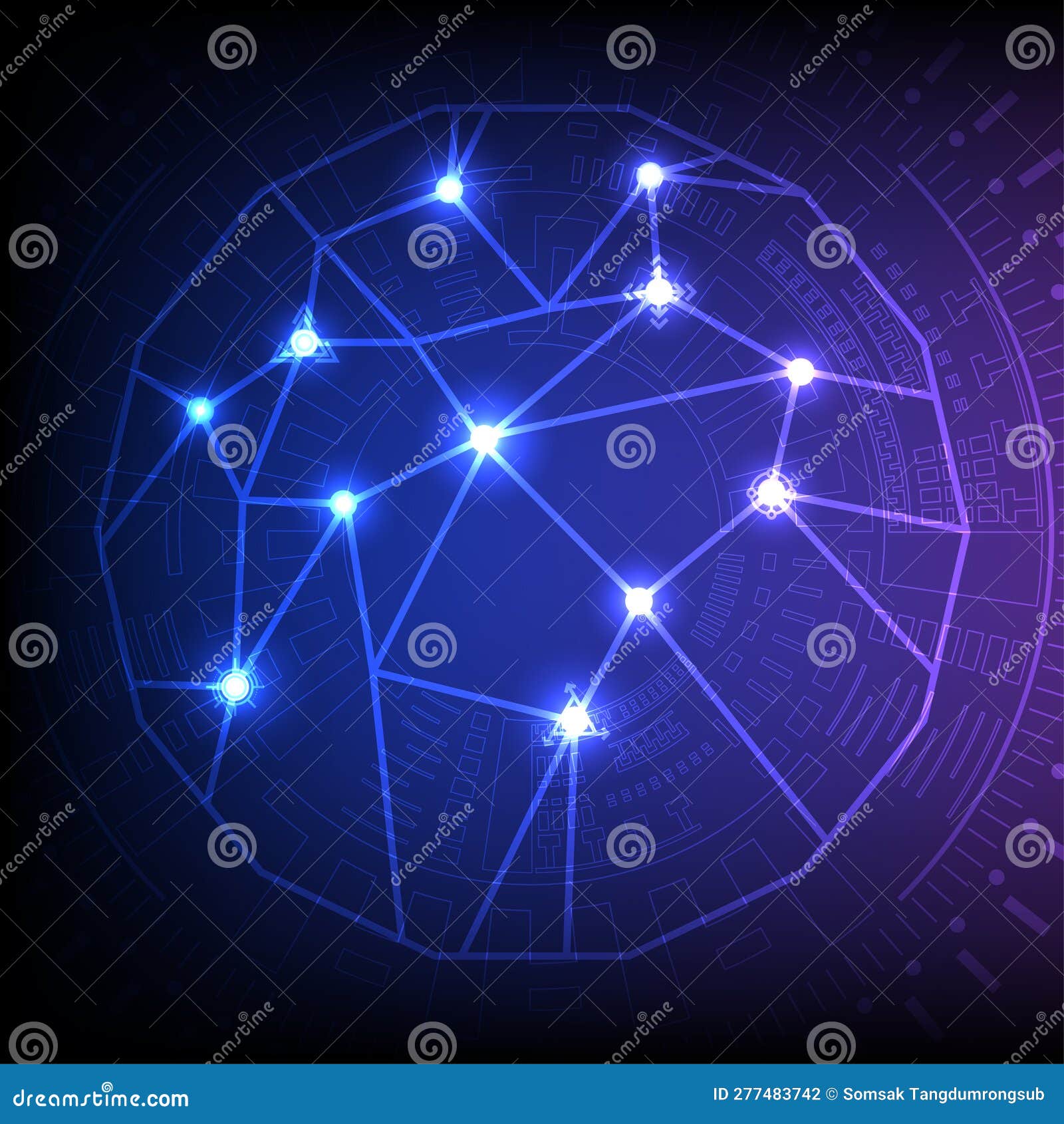 Hi-tech Circuit Hexagon a Triangle on the Surface at the Intersection ...