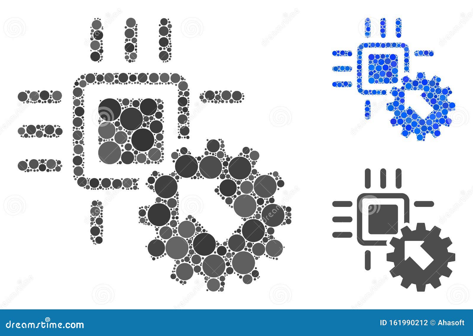 Hitech Processor and Gear Integration Mosaic Icon of Circles Stock ...