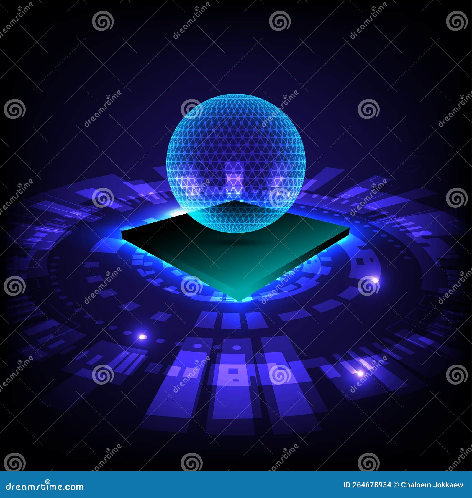 Hitechnology Circle Visulization Background 53 Stock Vector