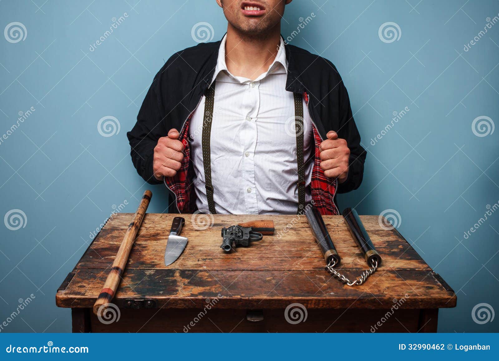 Hitman Showing Off His Weapons Stock Photo - Image of anonymous, mafia ...